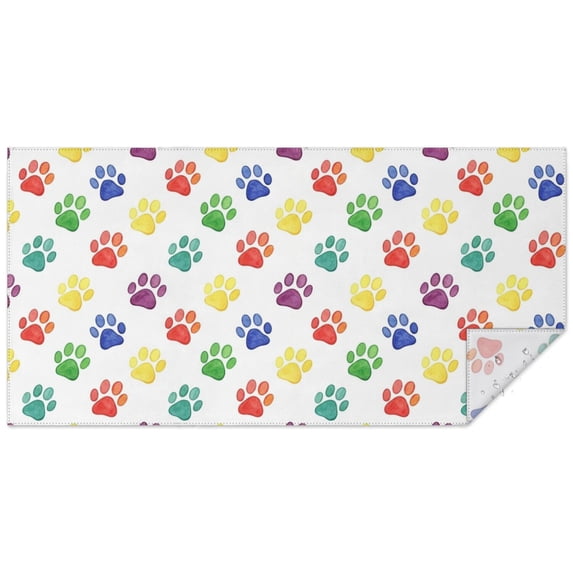 Dog Paw Print Multicolor White Pattern Waterproof Tablecloth ...