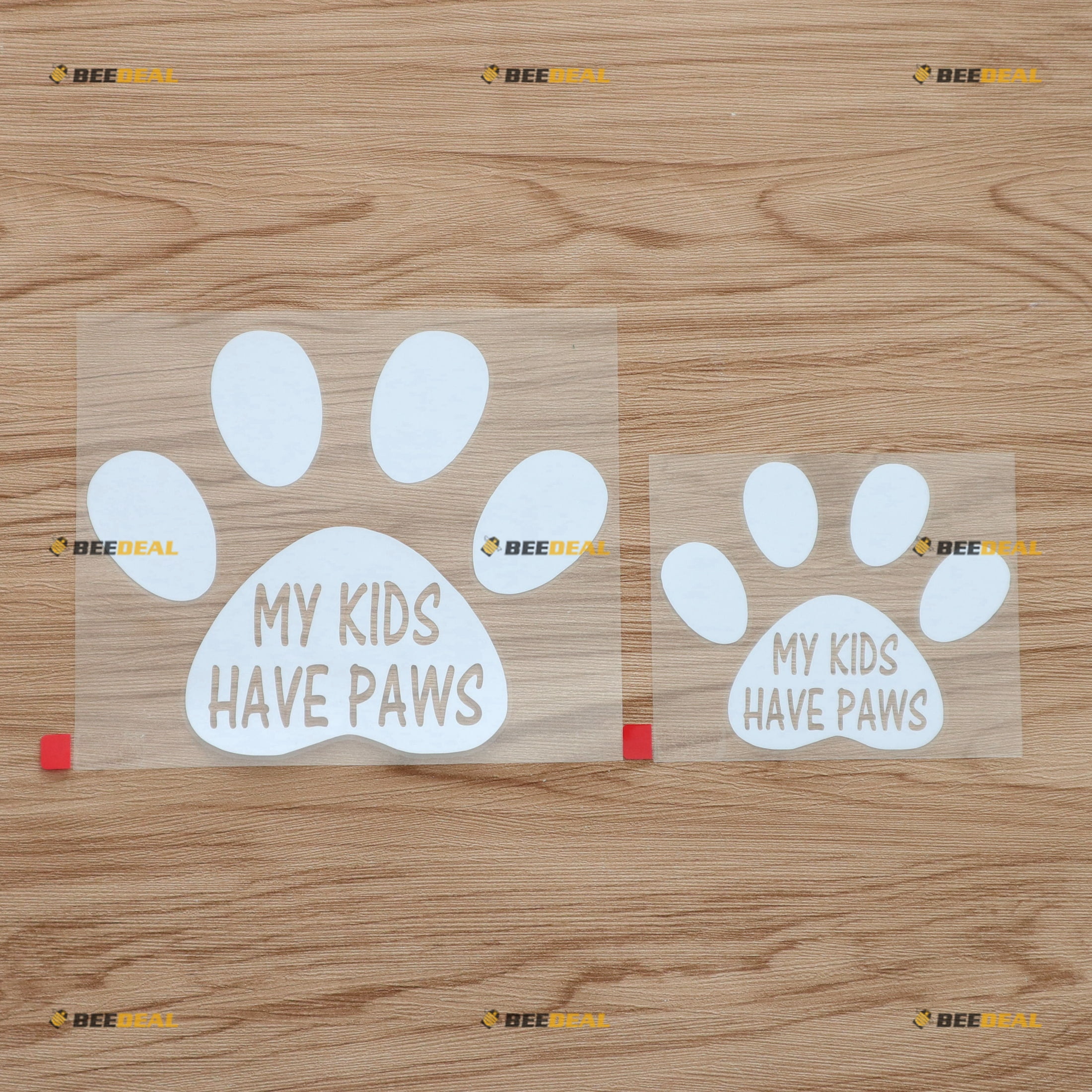 Dog Paw Print My Kids Have Paws Decal Vinyl Sticker - 2 Pack White, 4 ...