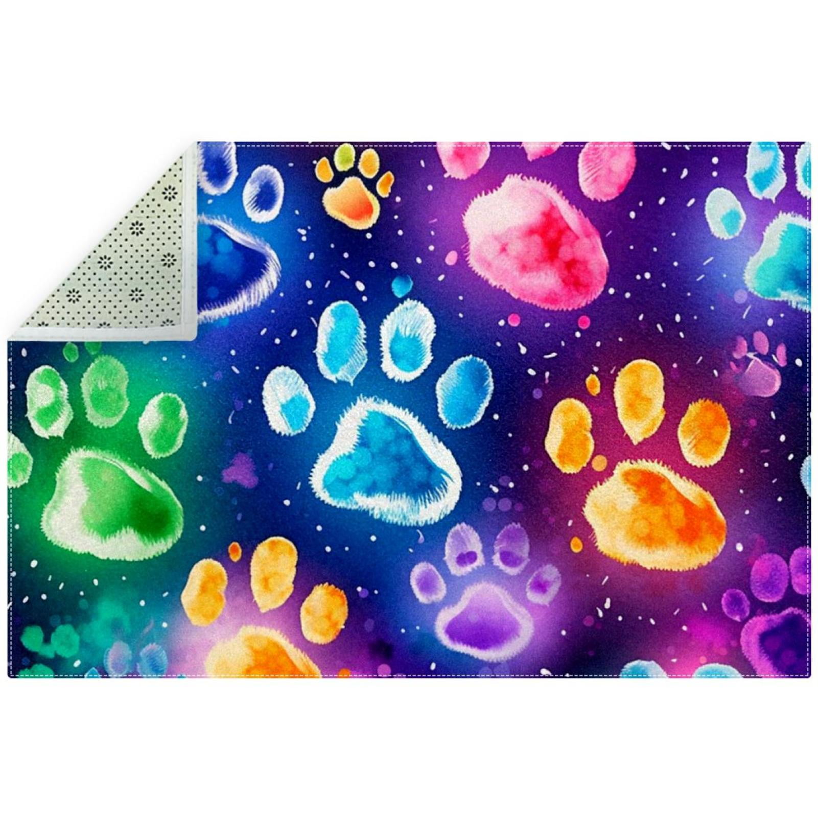Dog Paw Print Office Mat with Right-Angle Design - Polyester Floor Mat ...