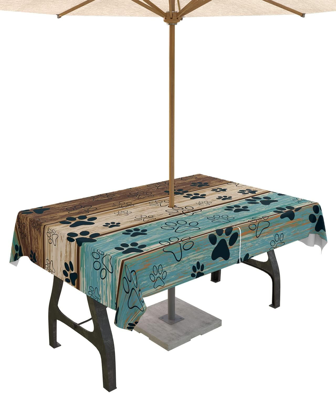 Dog Paw Print Outdoor Tablecloth - 60x102 Inch Rectangle Dining Table ...