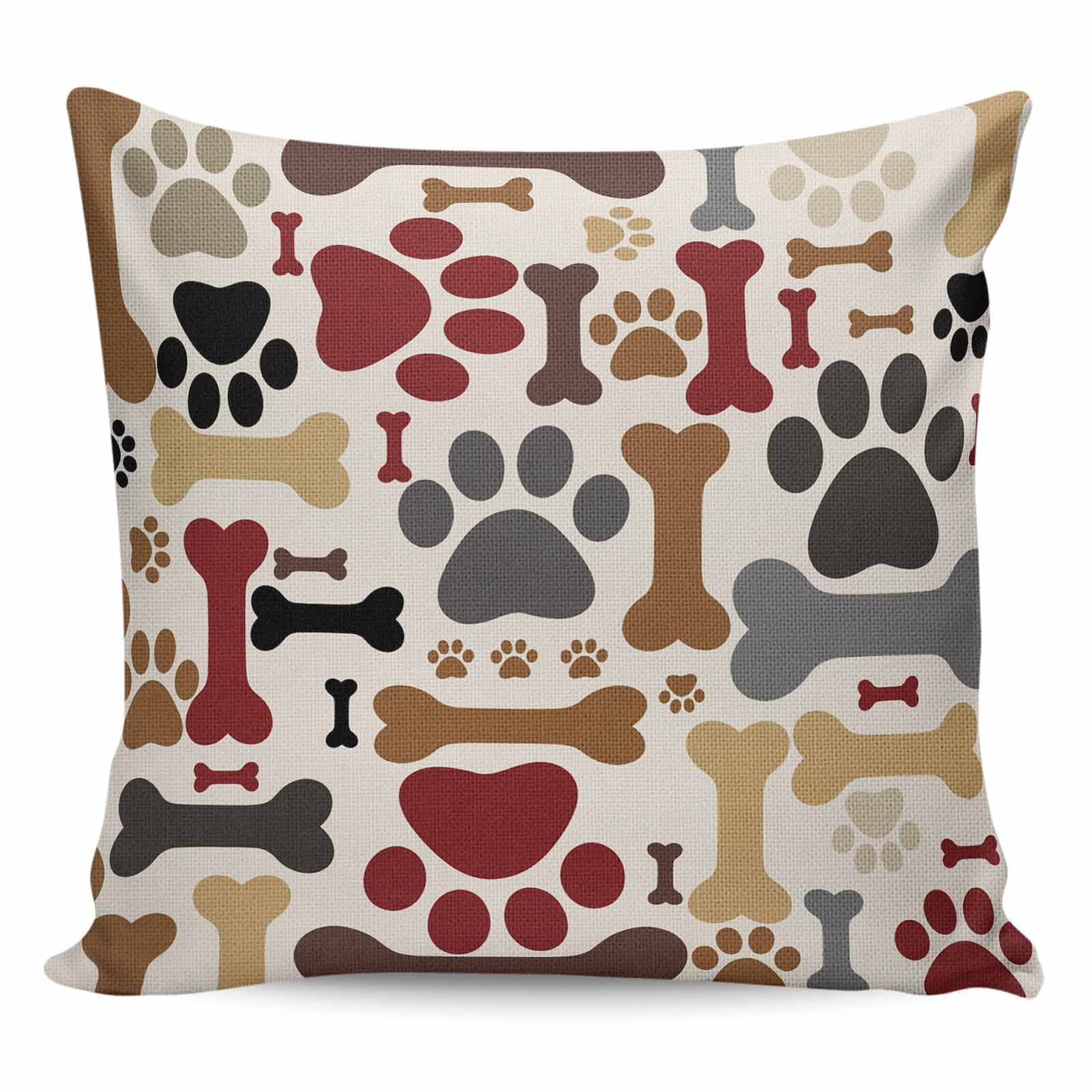 Dog Paw Print Pillow Covers 16x16 Inch Decorative Throw Pillow Cover ...
