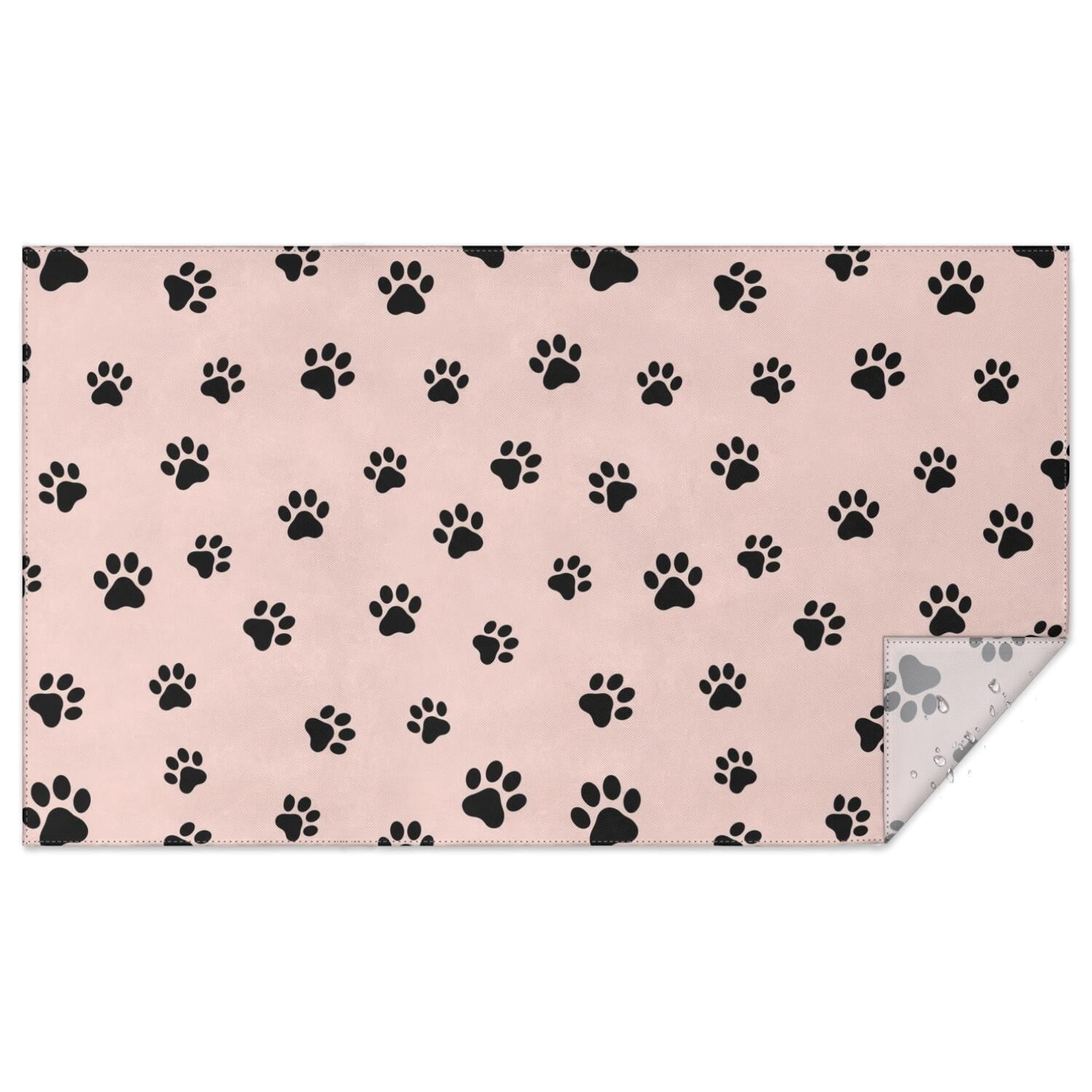 Dog Paw Print Pink Pattern Waterproof Tablecloth, Rectangular ...