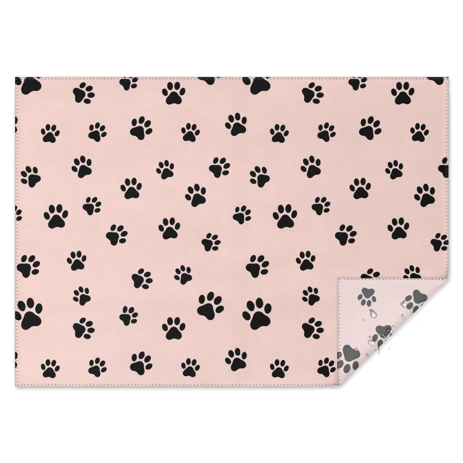 Dog Paw Print Pink Pattern Waterproof Tablecloth, Rectangular Fabric ...