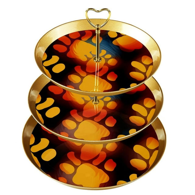 Dog Paw Print Plastic Discs Iron Pillars Dessert Table Storage Stand ...