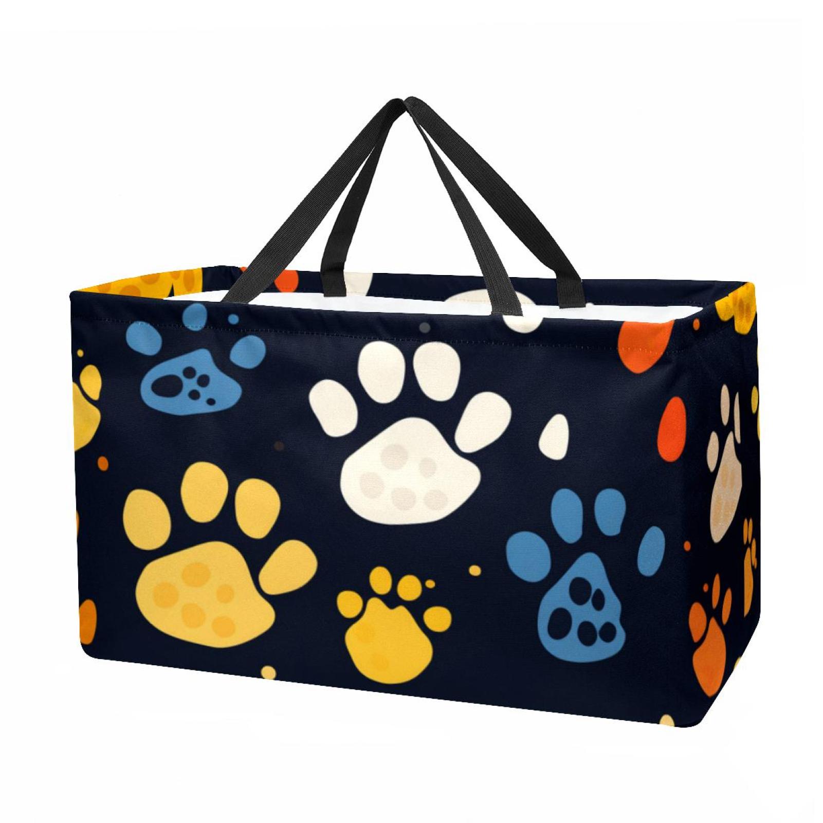 Dog Paw Print Premium Oxford Cloth Shopping Bags: Reusable, Foldable ...