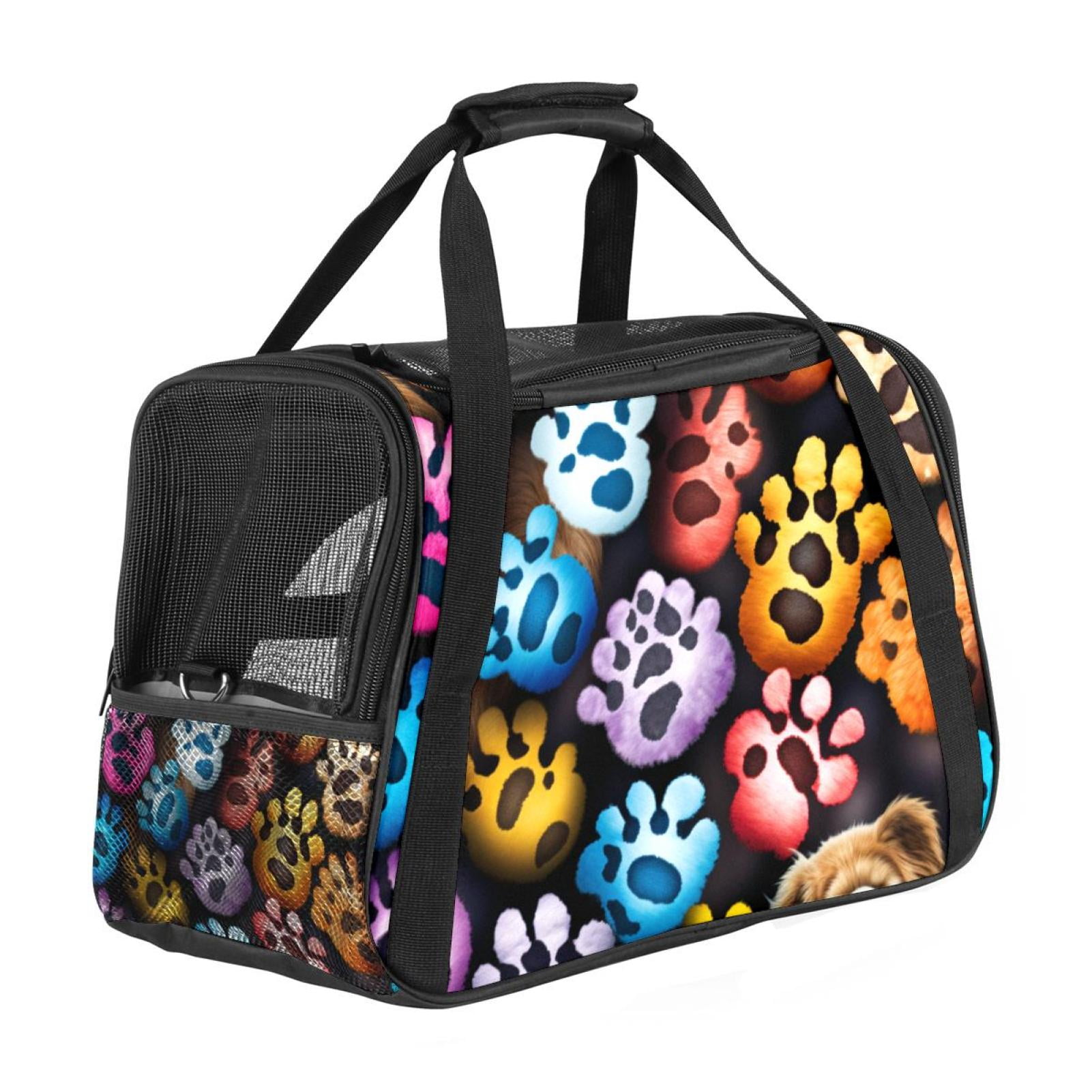 Dog Paw Print Premium Pet Carrier - Portable Travel Bag for Small Dogs ...