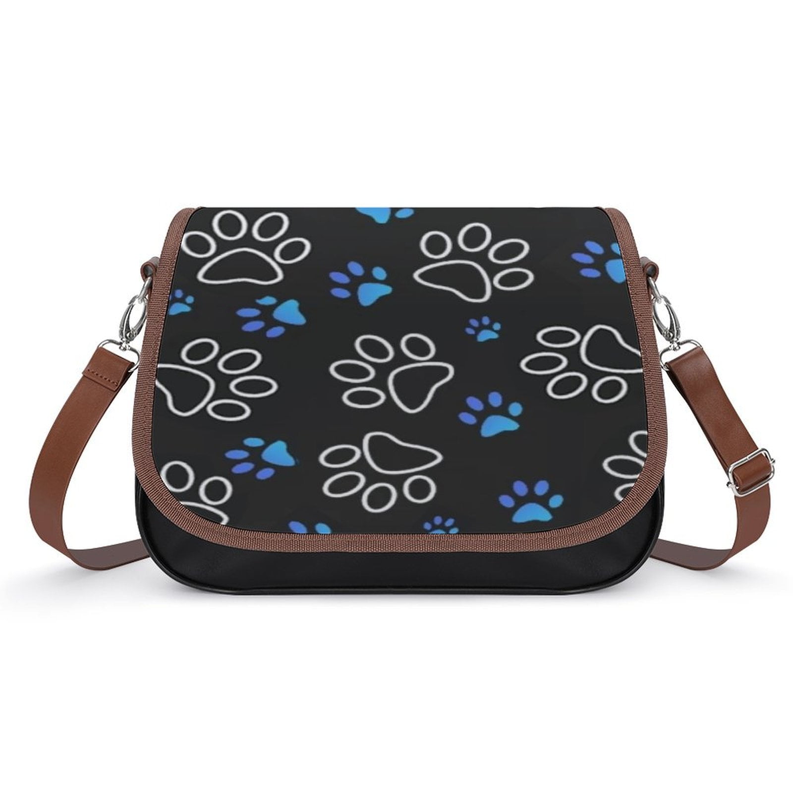 Dog Paw Print Pu Leather Shoulder Bag Essential For Daily Travel Simple ...