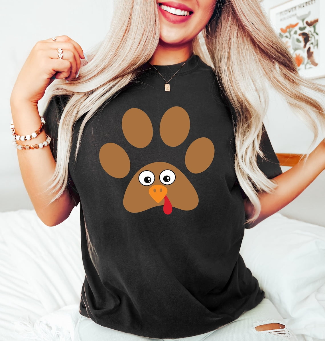 Dog Paw Print Pumpkin Thanksgiving Fall T-Shirt - Walmart.com