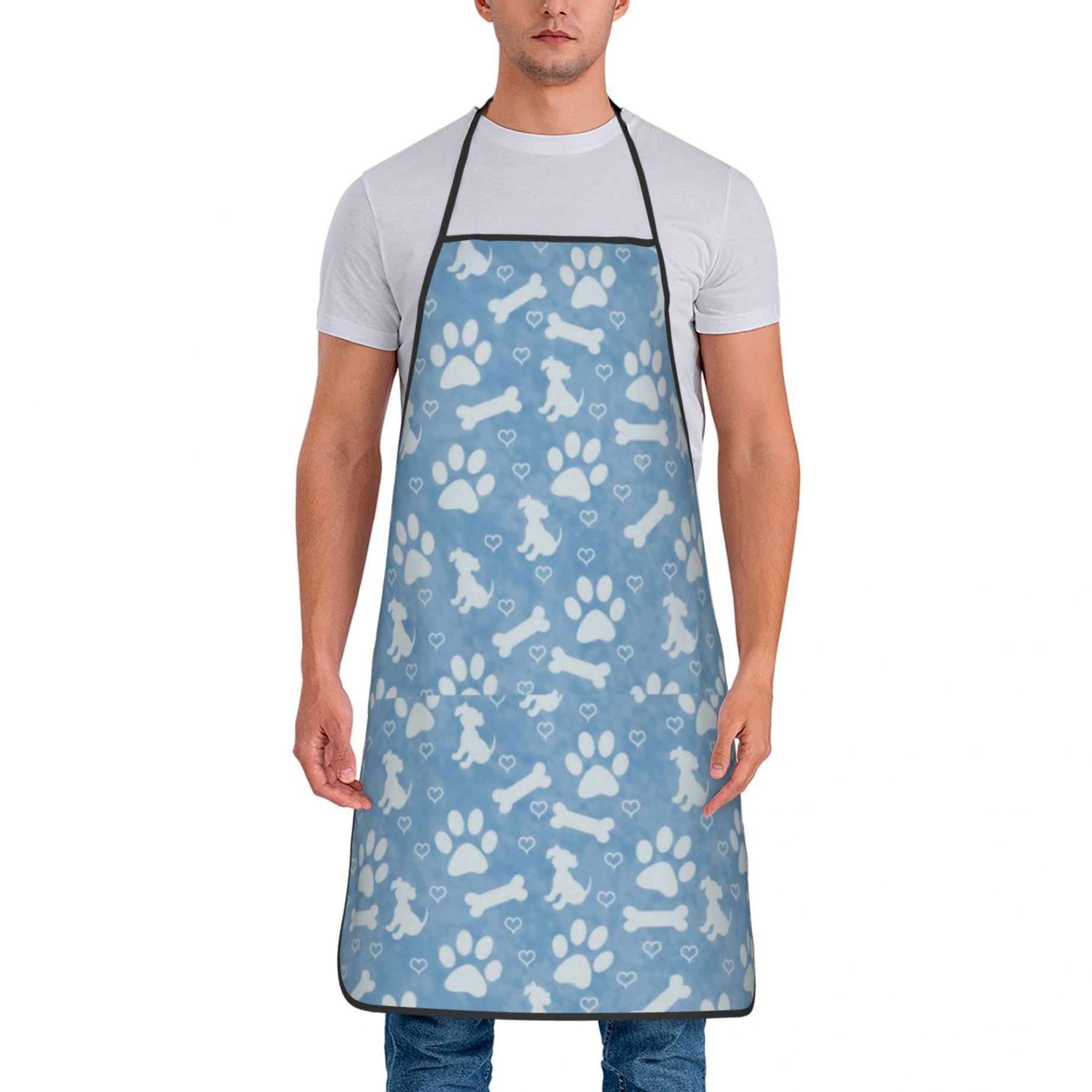 Dog Paw Print Puppy Bone Aprons for Women Men Waterproof Apron Kitchen ...