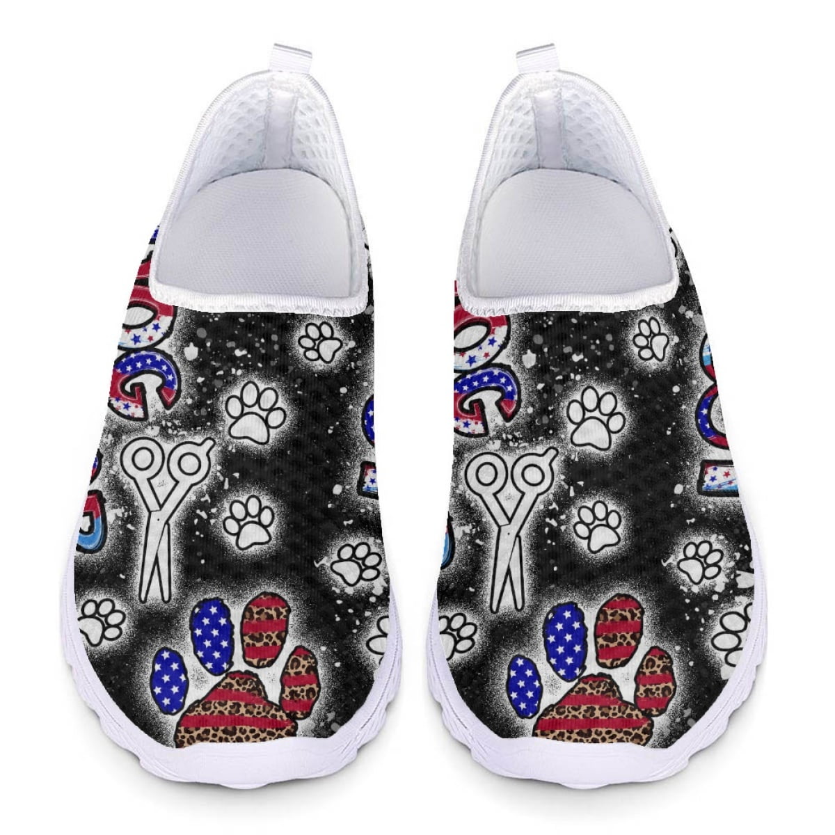 Dog Paw Print Scissors Star Leopard Pattern Personality Gray Cool T ...