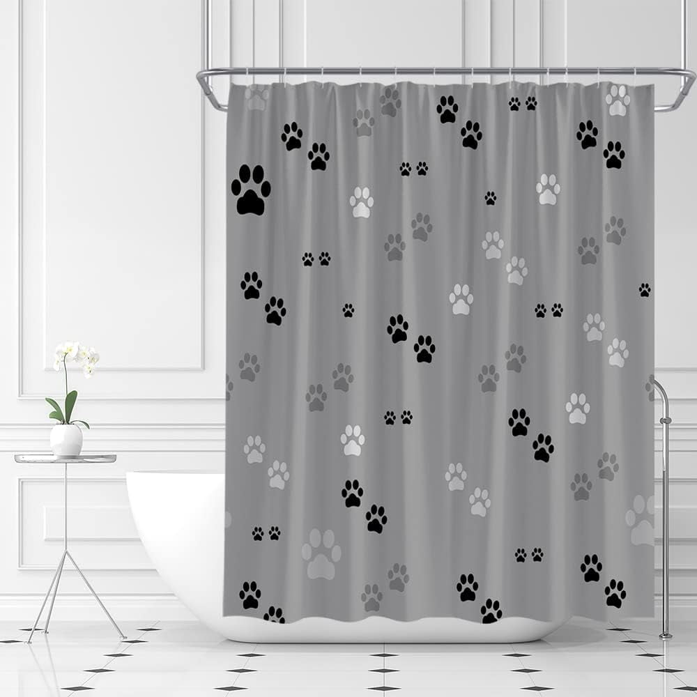 Dog Paw Print Shower Curtain Cute Puppy Paw Print Creative Animal Paw ...