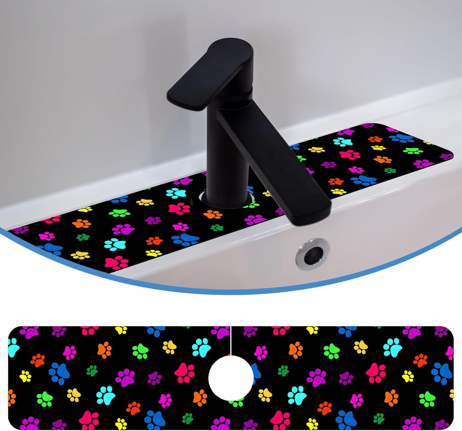 Dog Paw Print Sink Faucet Mat Splash Guard Animal Footprint Faucet Mat ...