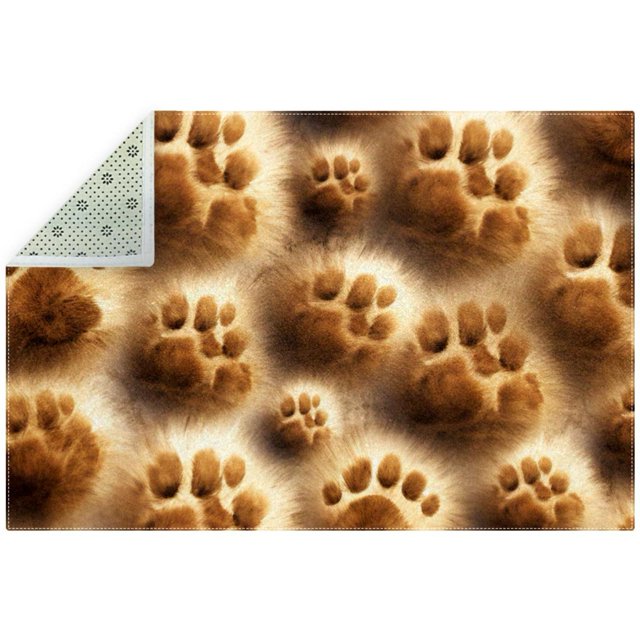 Dog Paw Print Soft and Durable Living Room Area Rug - Floor Mat with ...