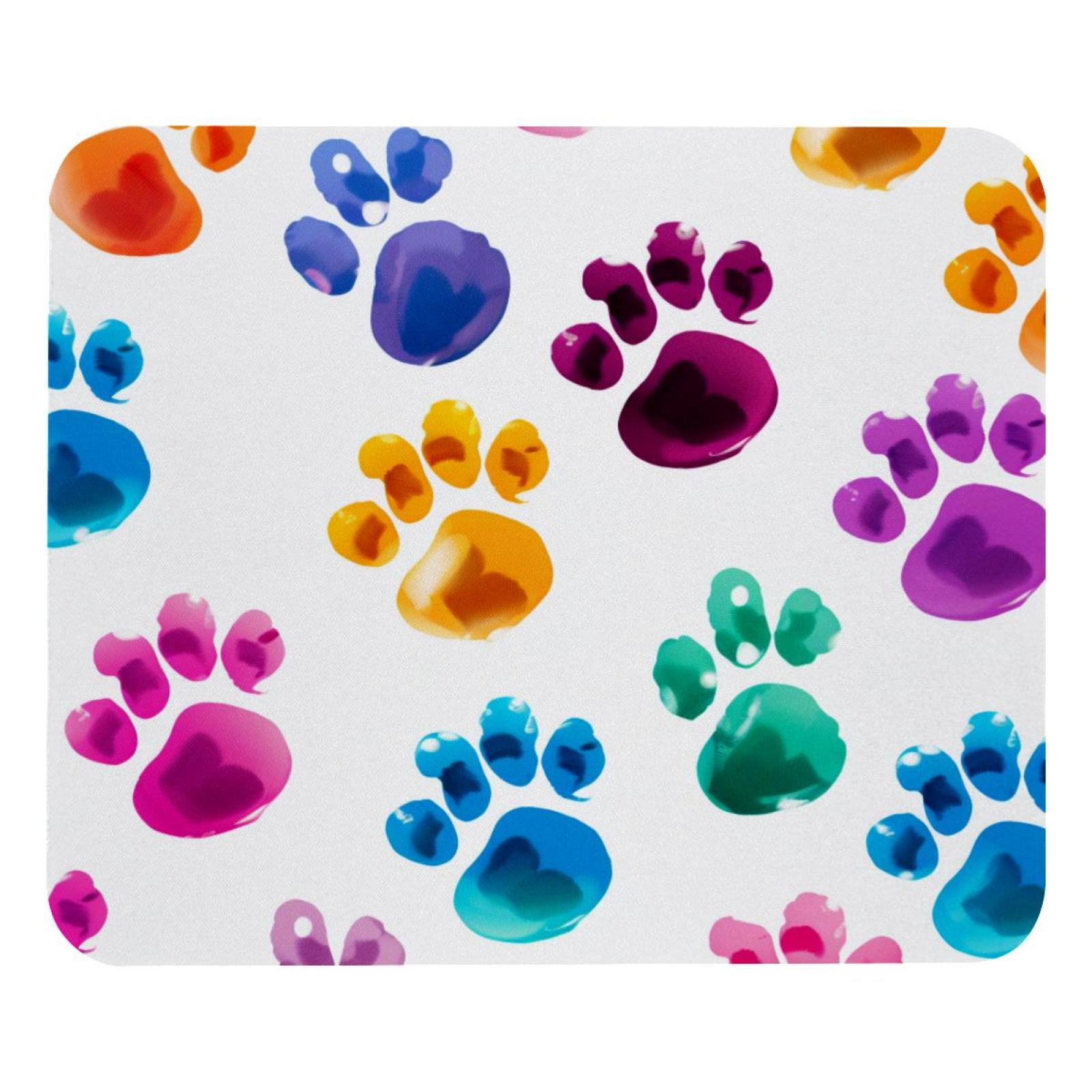 Dog Paw Print Square Desk Mat Mousepad, 8.3x9.8 Inch Non-Slip Rubber ...