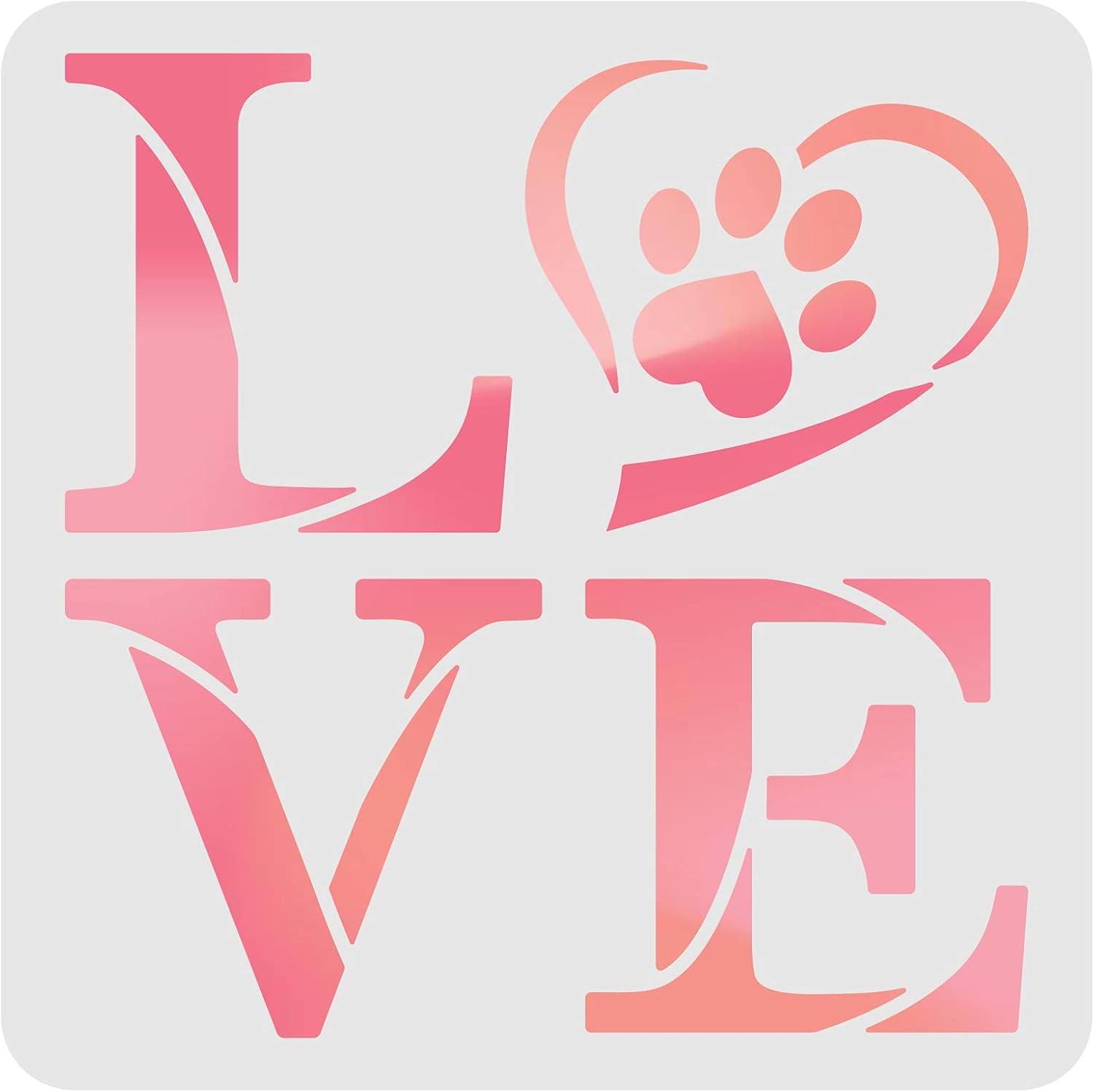 Dog Paw Print Stencil (12x12 inch) Reusable Trail of Paw Print Word Art ...