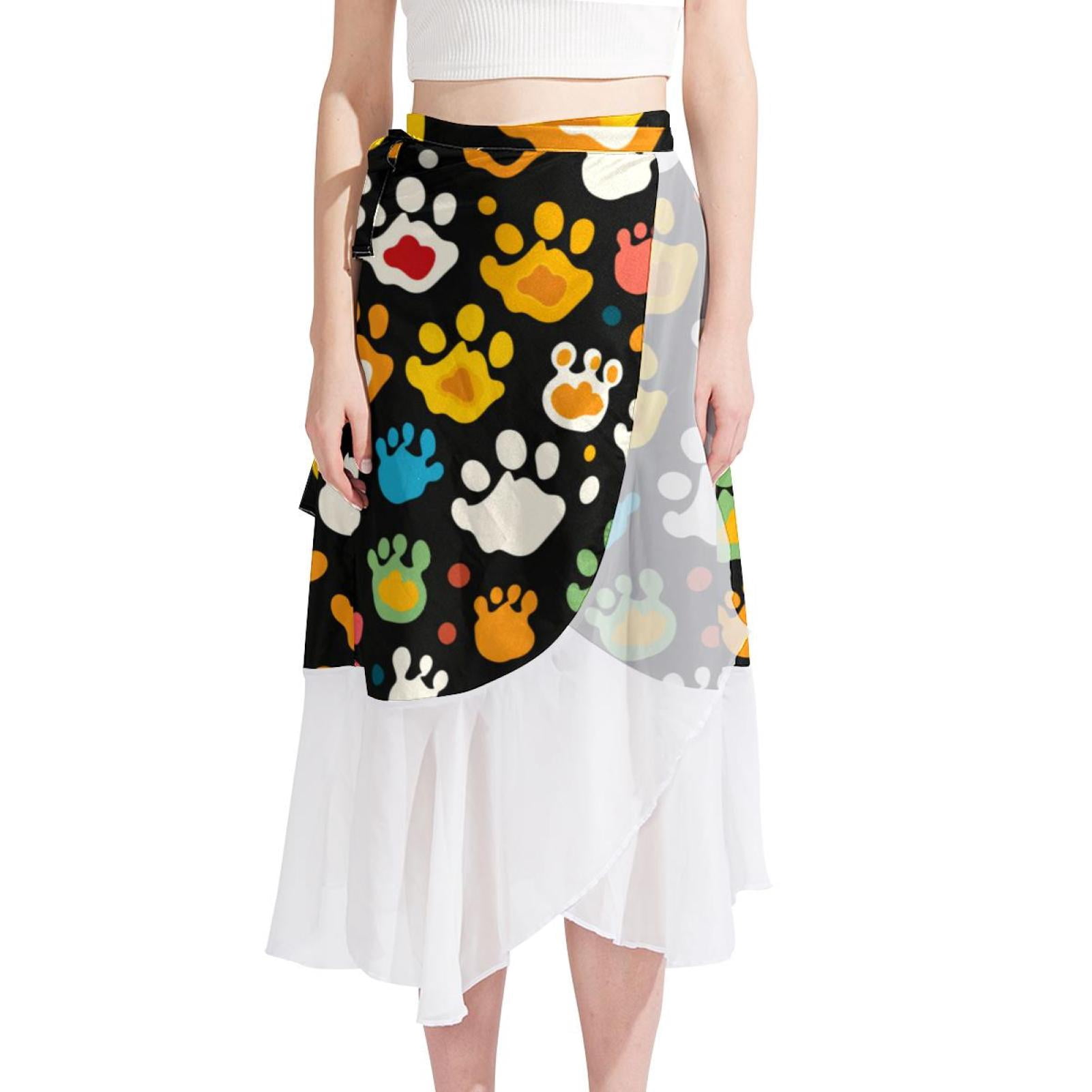 Dog Paw Print Stylish Chiffon Beach Dresses for Women - for Summer ...