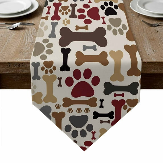 Dog Paw Print Table Runner Linen Burlap Table Runner 72 Inches Long ...