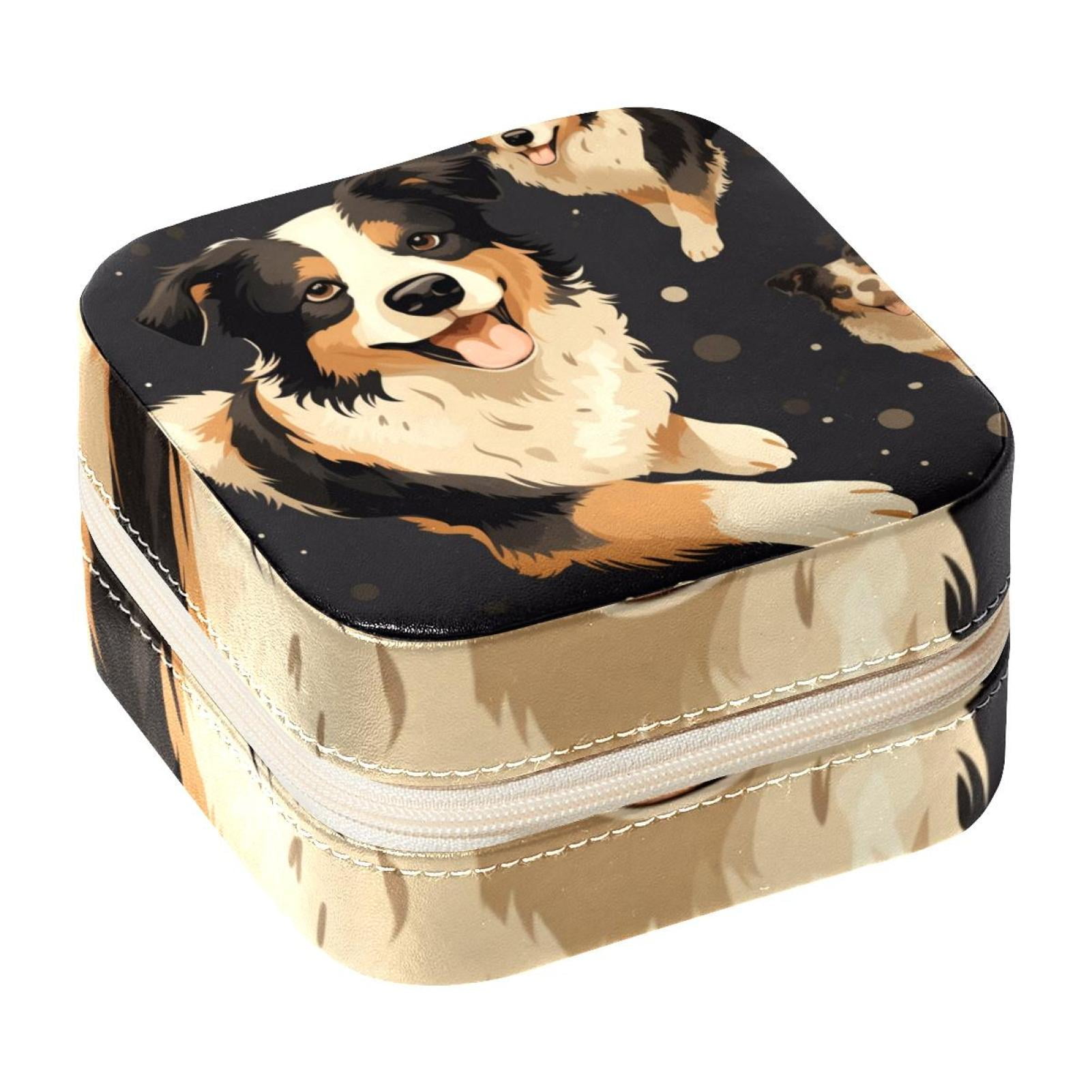 Dog Paw Print Travel Portable Square Jewelry Box Earring Organizer ...