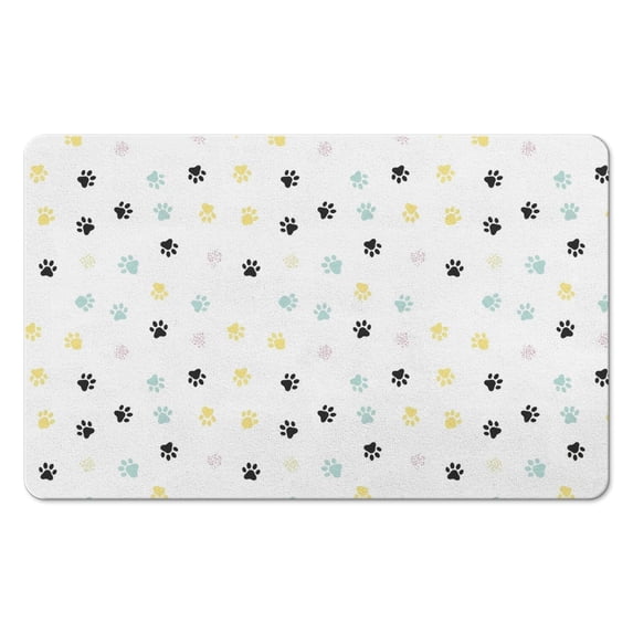 Dog Paw Print White Pattern Diatomite Bath Mat, Entryway Floor Pad with ...