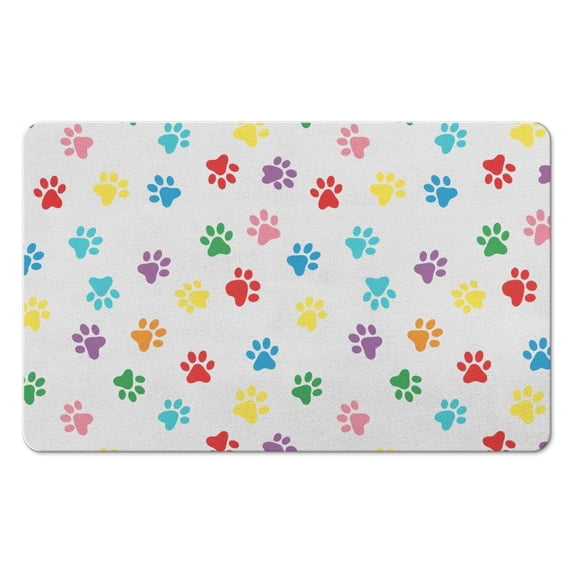 Dog Paw Print White Pattern Diatomite Bath Mat, Entryway Floor Pad with ...