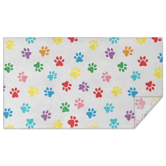Dog Paw Print White Pattern Waterproof Tablecloth, Rectangular ...
