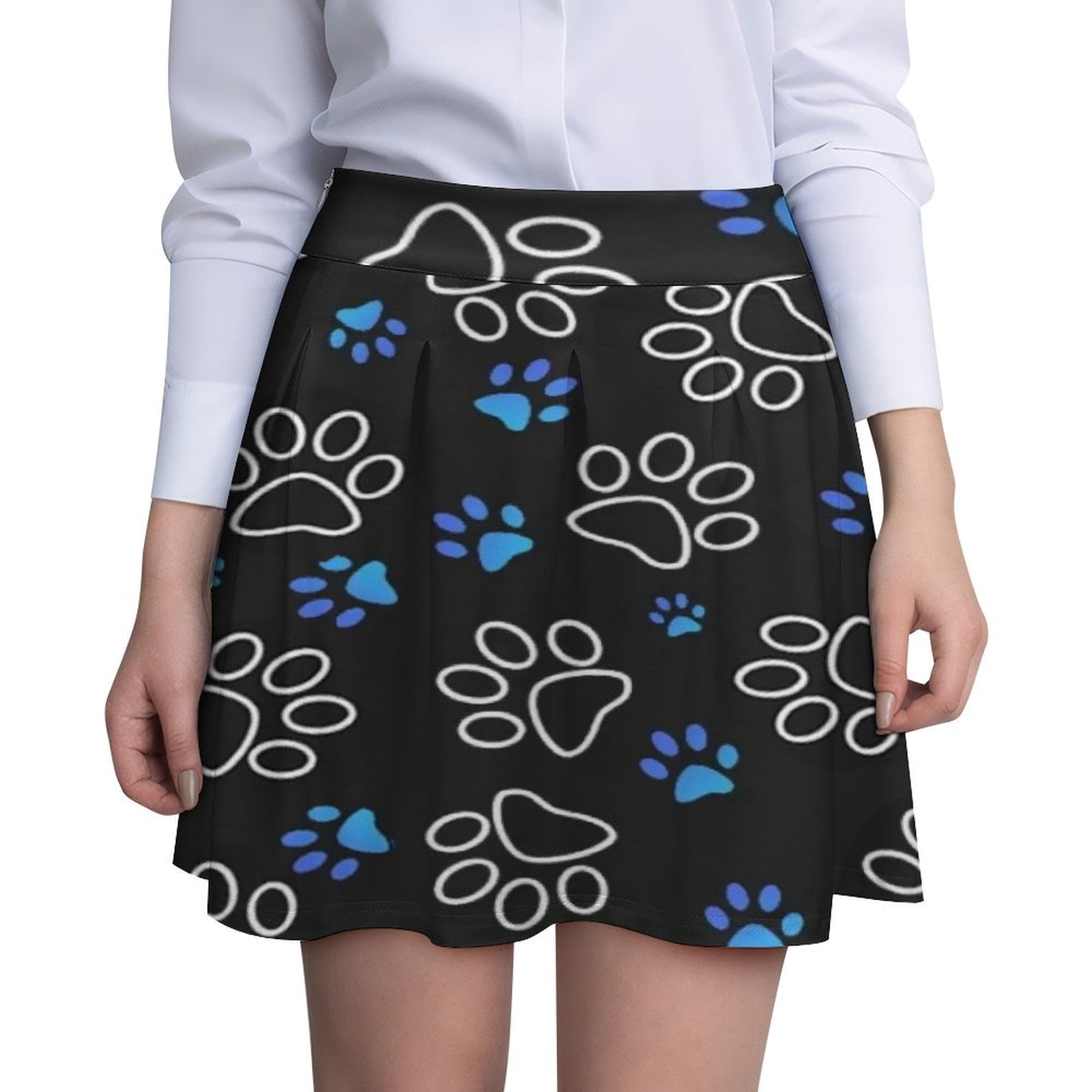 Dog Paw Print Women's Casual Mini Skirt Invisible Zipper Summer Skirts ...