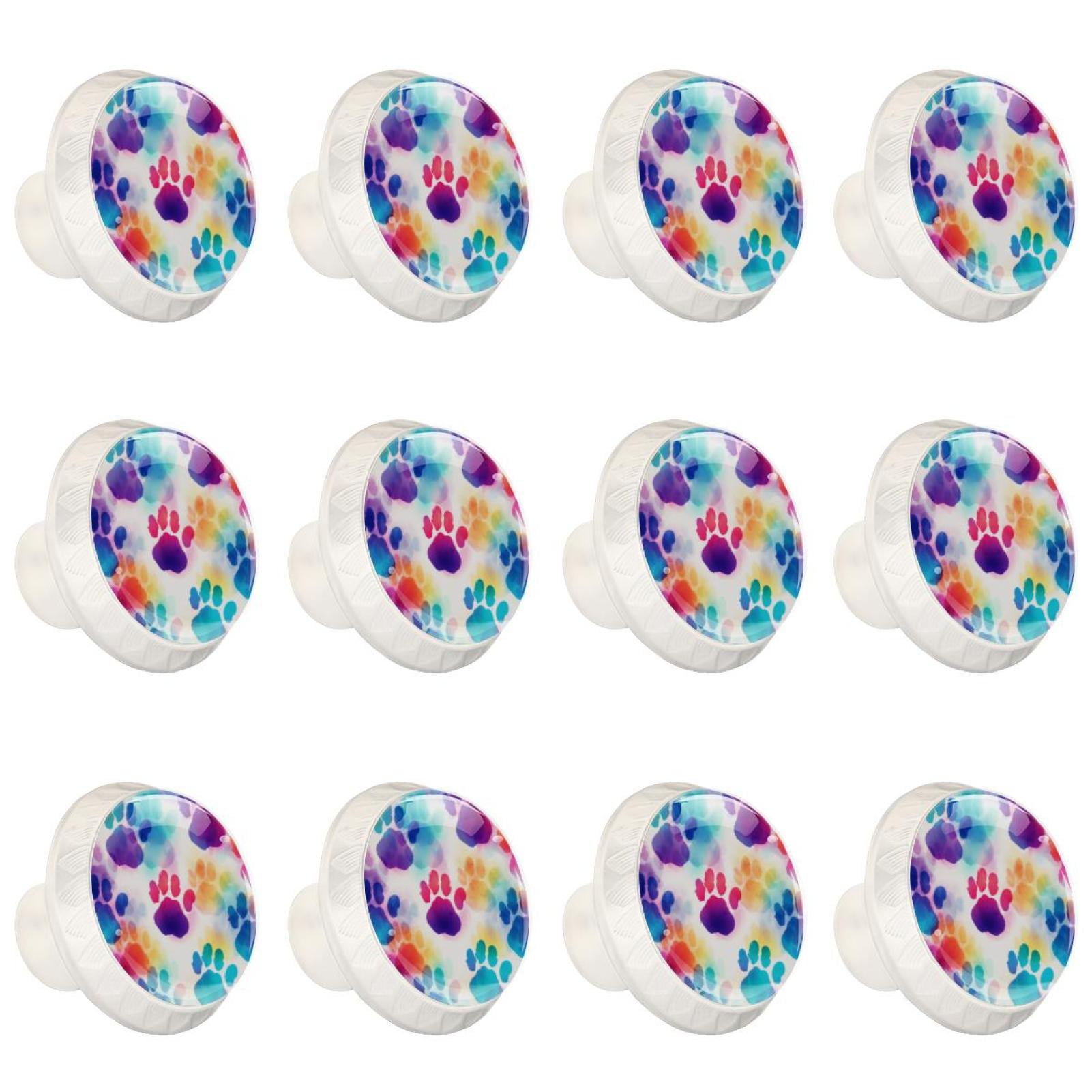 Dog Paw Prints 12 Pcs White Round Drawer Pulls with Screws,ABS and ...