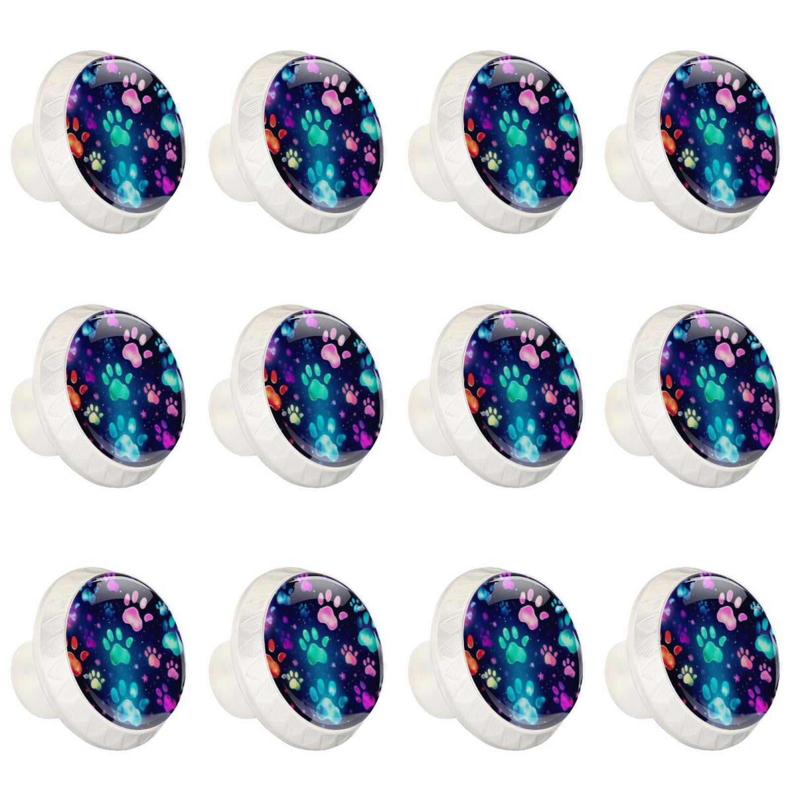 Dog Paw Prints 12 Pcs White Round Drawer Pulls with Screws,ABS and ...