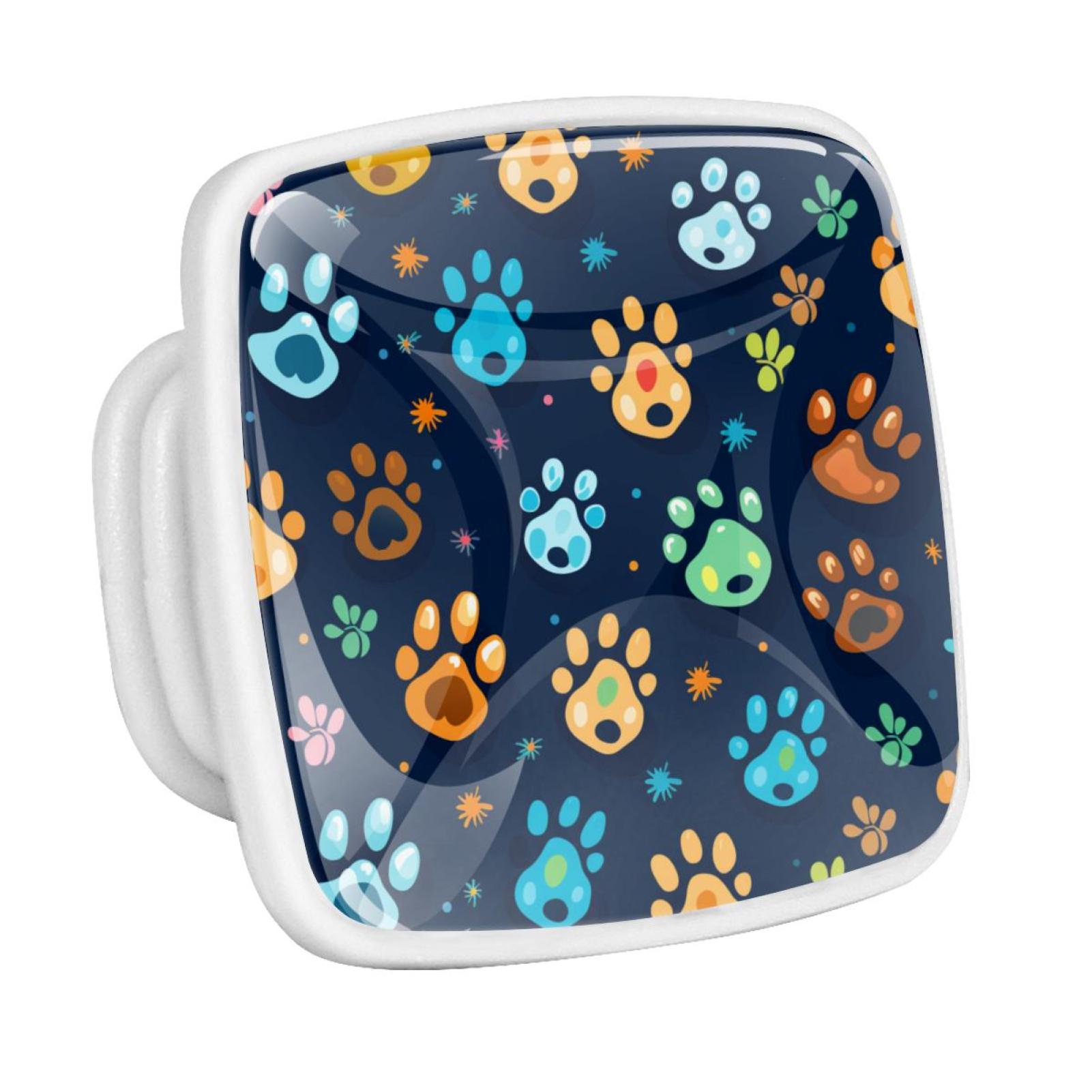 Dog Paw Prints Fluorescent Drawer Pulls with Screws Square 4-Pack Glow ...