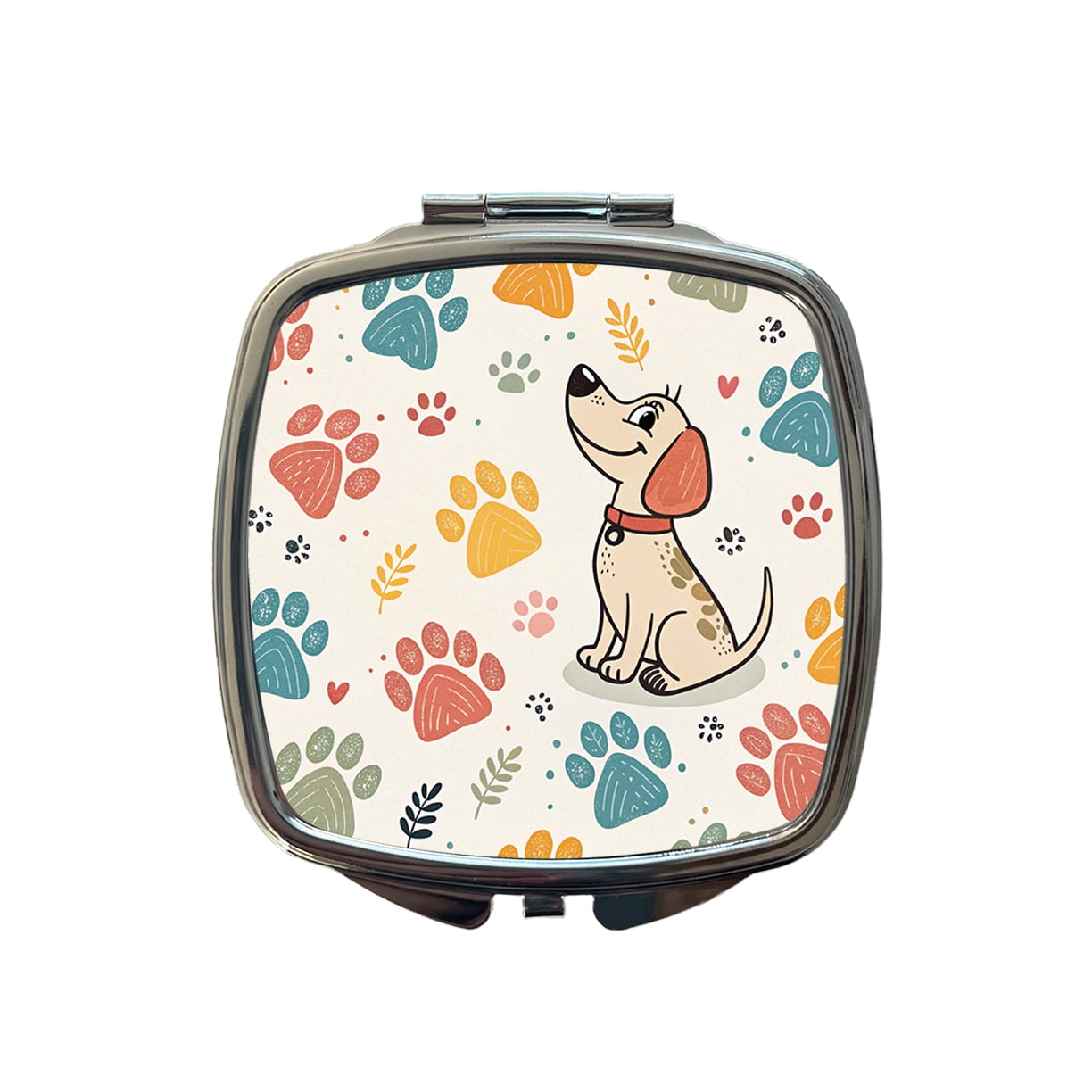 Dog Paw Prints Pastel Travel Makeup Handbag Purse Small Pocket Compact ...