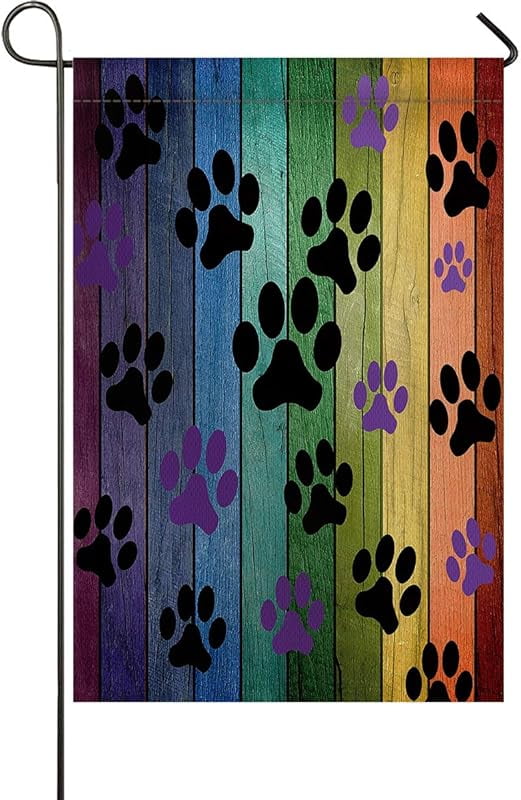 Dog Paw Prints Rustic Old Barn Wood House Flags Double Sided Garden ...