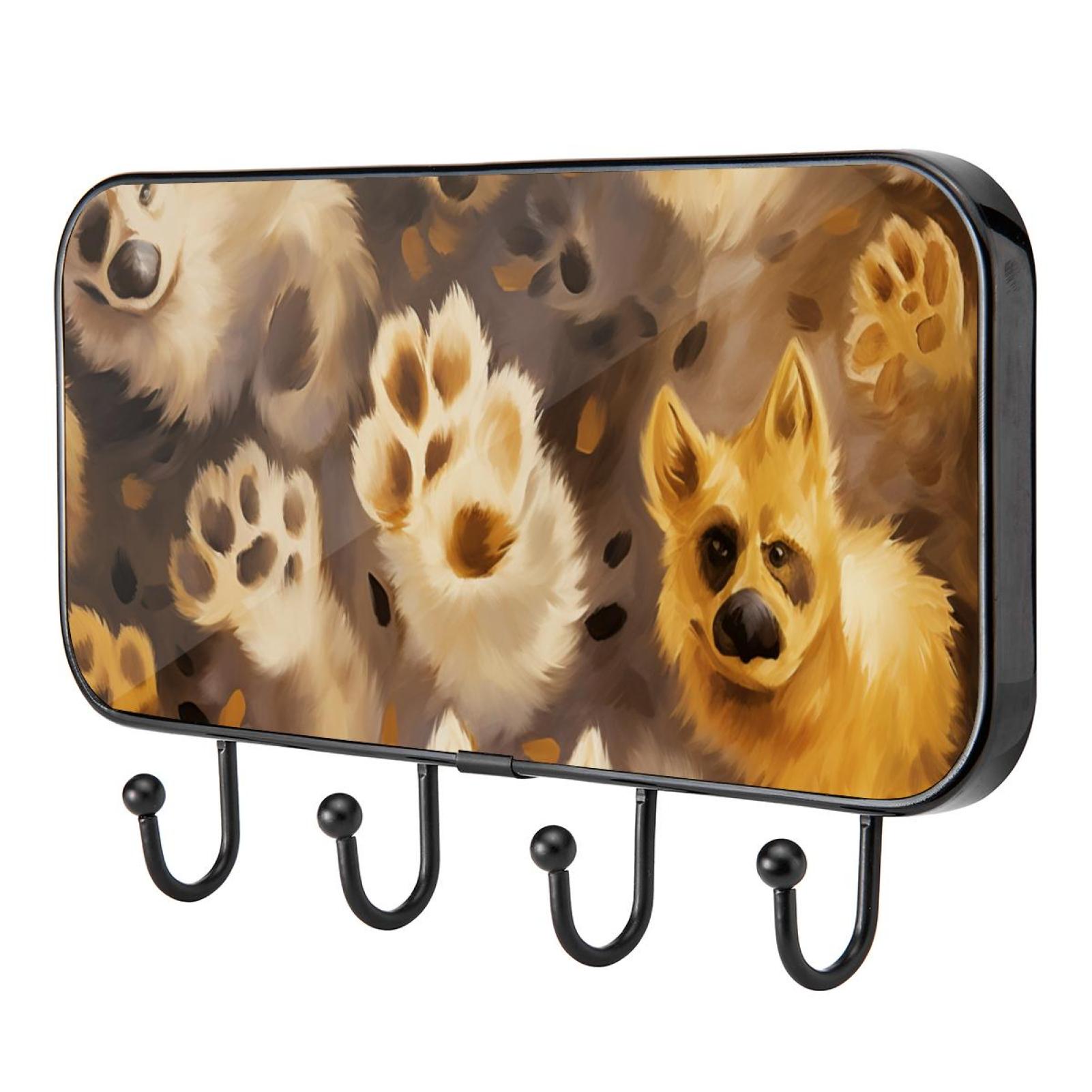 Dog Paw Prints Self Adhesive Towel Coat Wood Iron Hooks for Home Keys ...