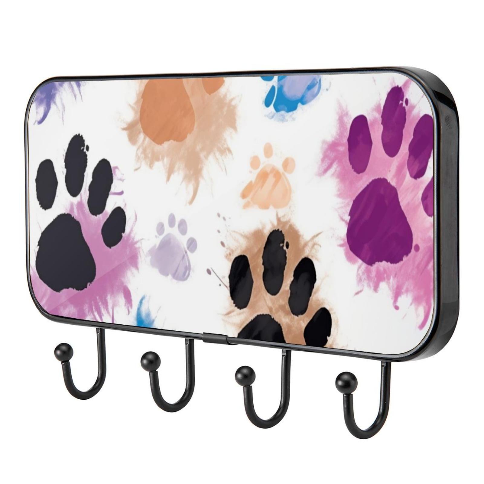 Dog Paw Prints Self Adhesive Towel Coat Wood Iron Hooks for Home Keys ...