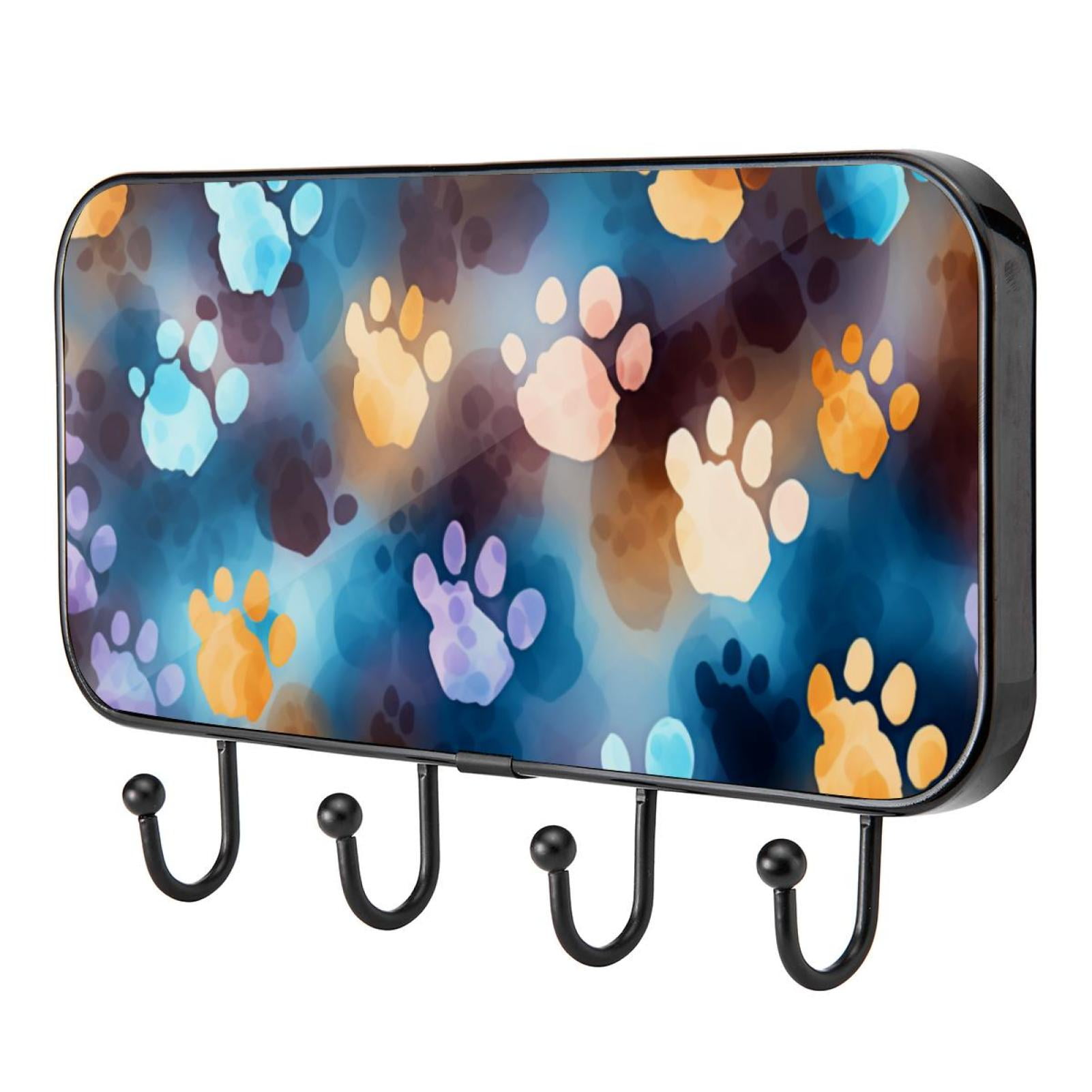 Dog Paw Prints Self Adhesive Towel Coat Wood Iron Hooks for Home Keys ...