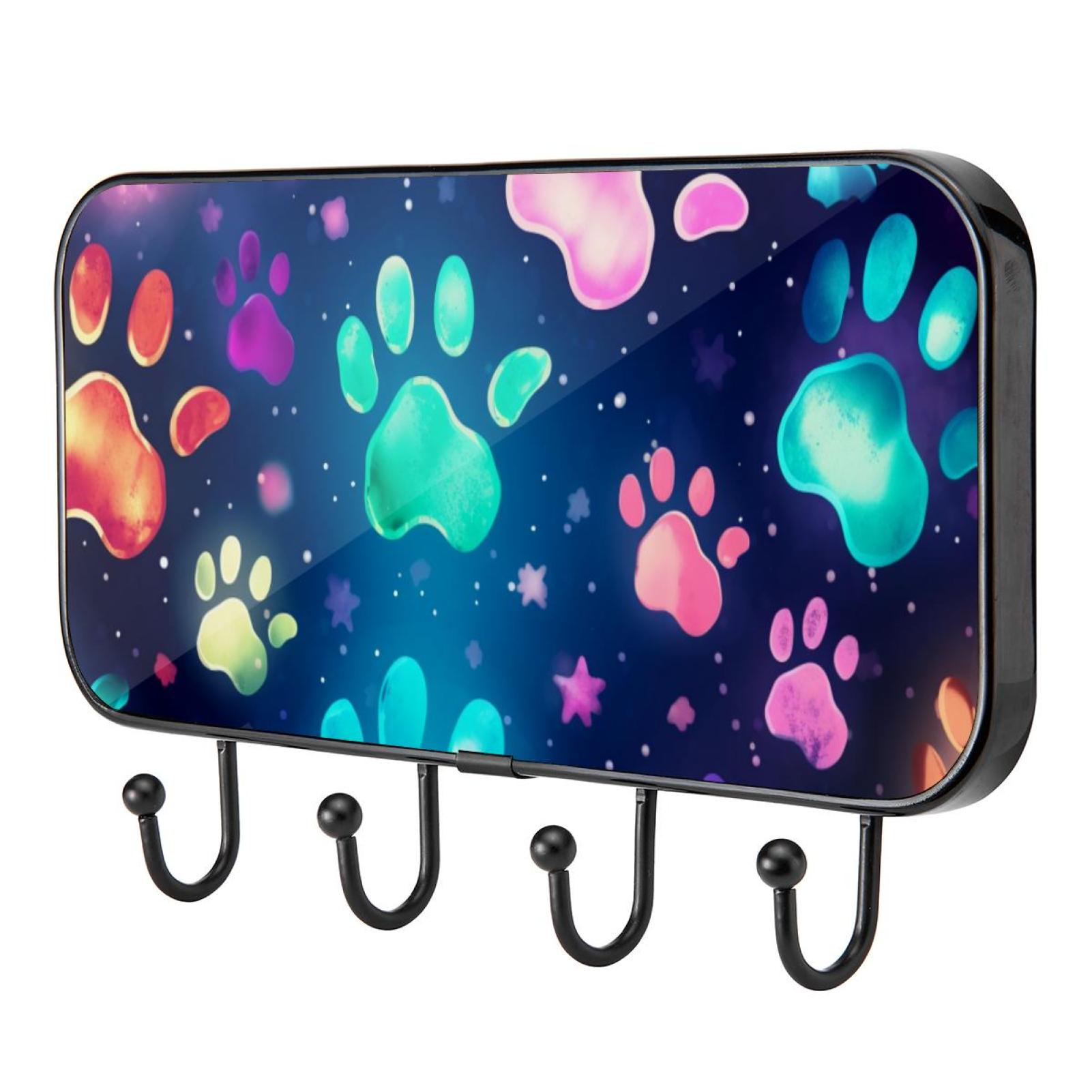 Dog Paw Prints Self Adhesive Towel Coat Wood Iron Hooks for Home Keys ...