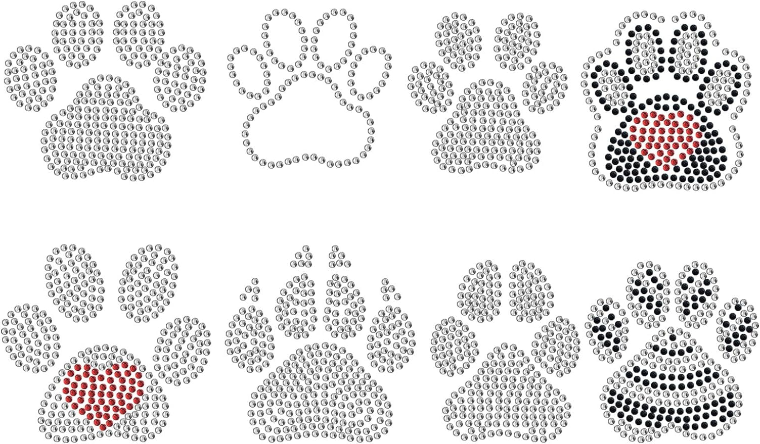 Dog Paw Rhinestone Iron on Transfers Bling Patch Cat Paw Clear Crystal ...