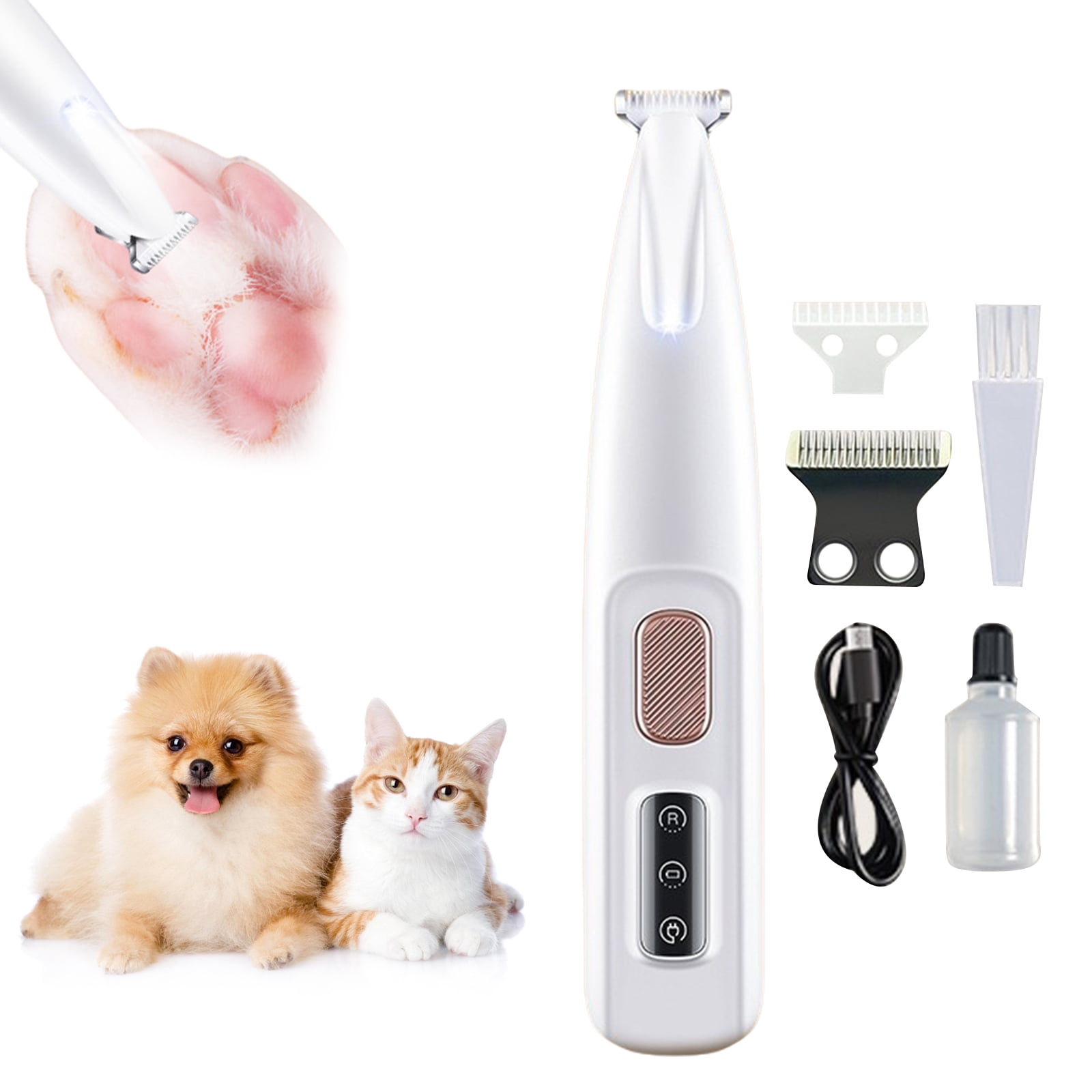 Dog Paw Trimmer with LED Light - 2025 Upgraded Electric Pet Grooming ...