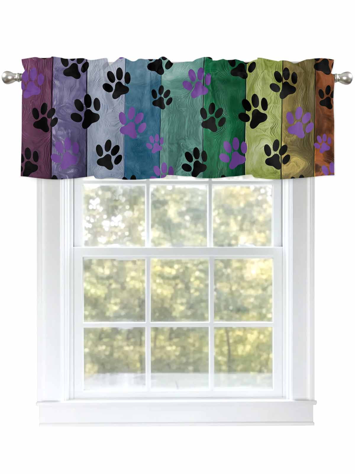 Dog Paw Valances for Windows, Rod Pocket Kitchen Valance Curtains ...