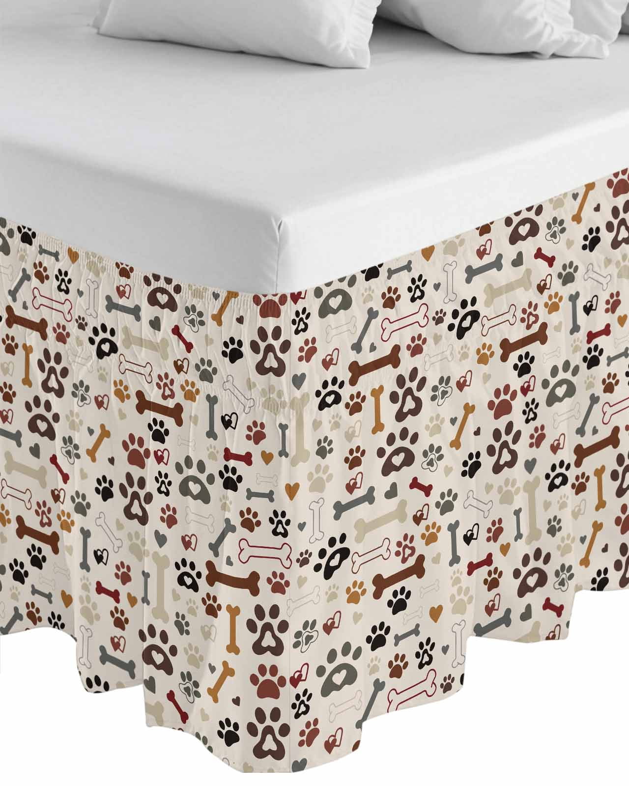 Dog Paw Wrap Around Bed Skirts for California King Bed 18" Drop,Bed ...
