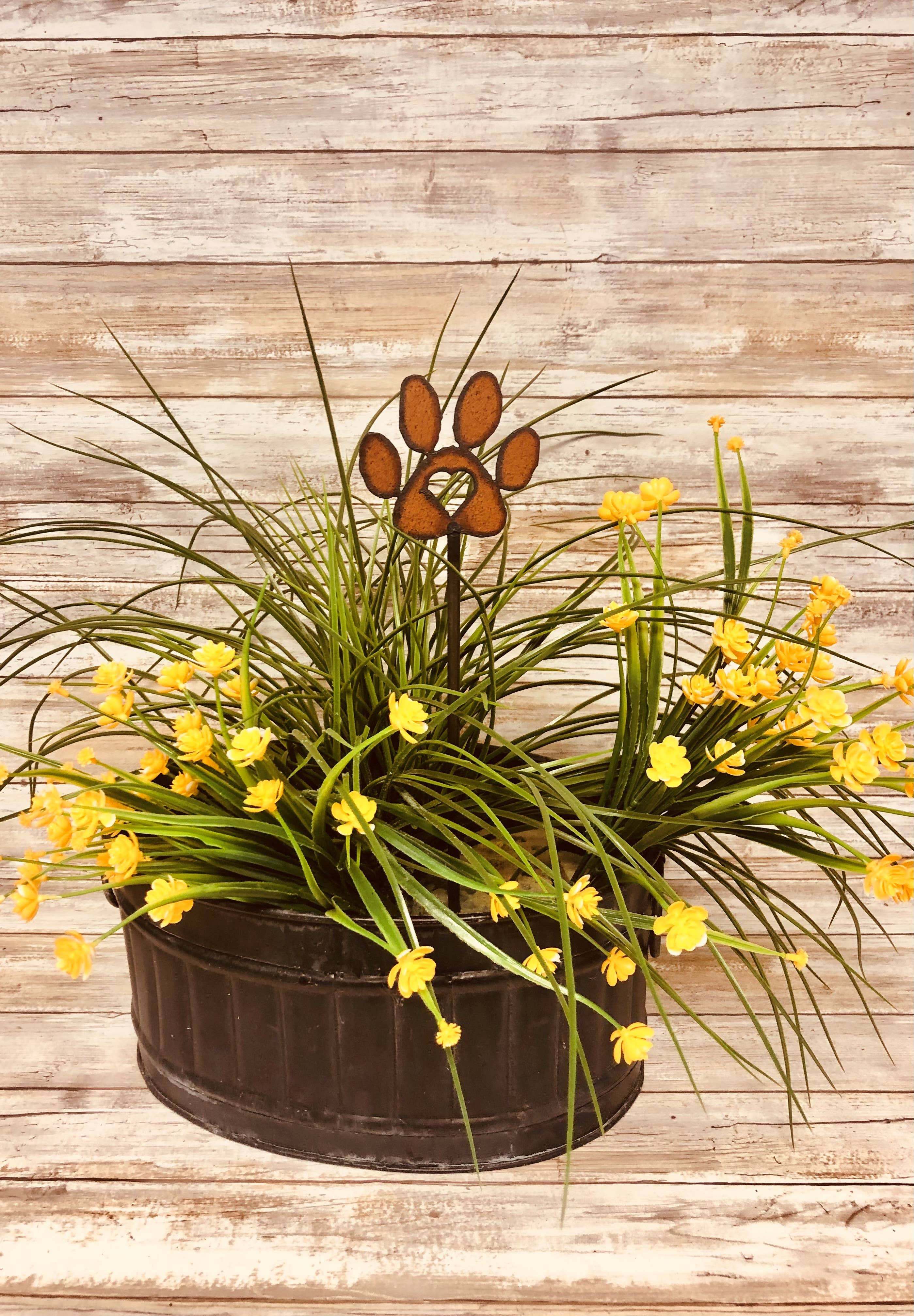 Dog Paw with Heart Rusty Garden Plant Stake - Walmart.com