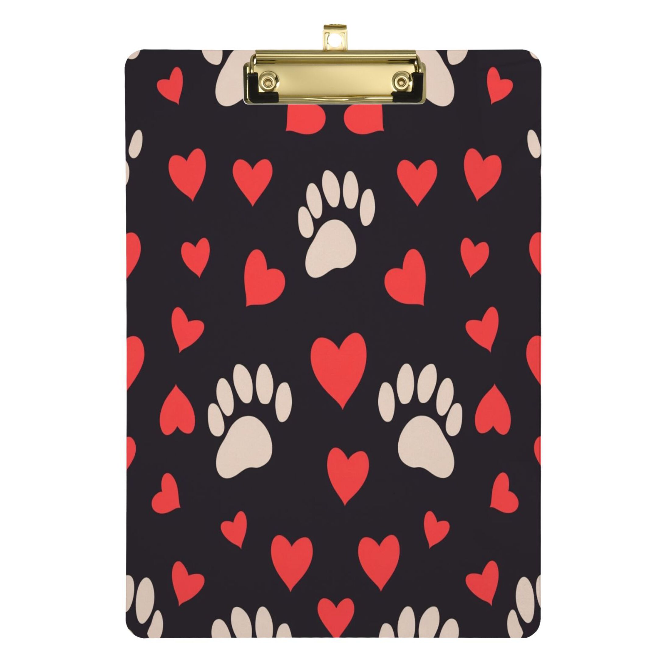 Dog Paw with Red Hearts Acrylic Clipboards A4 Standard Letter Size ...