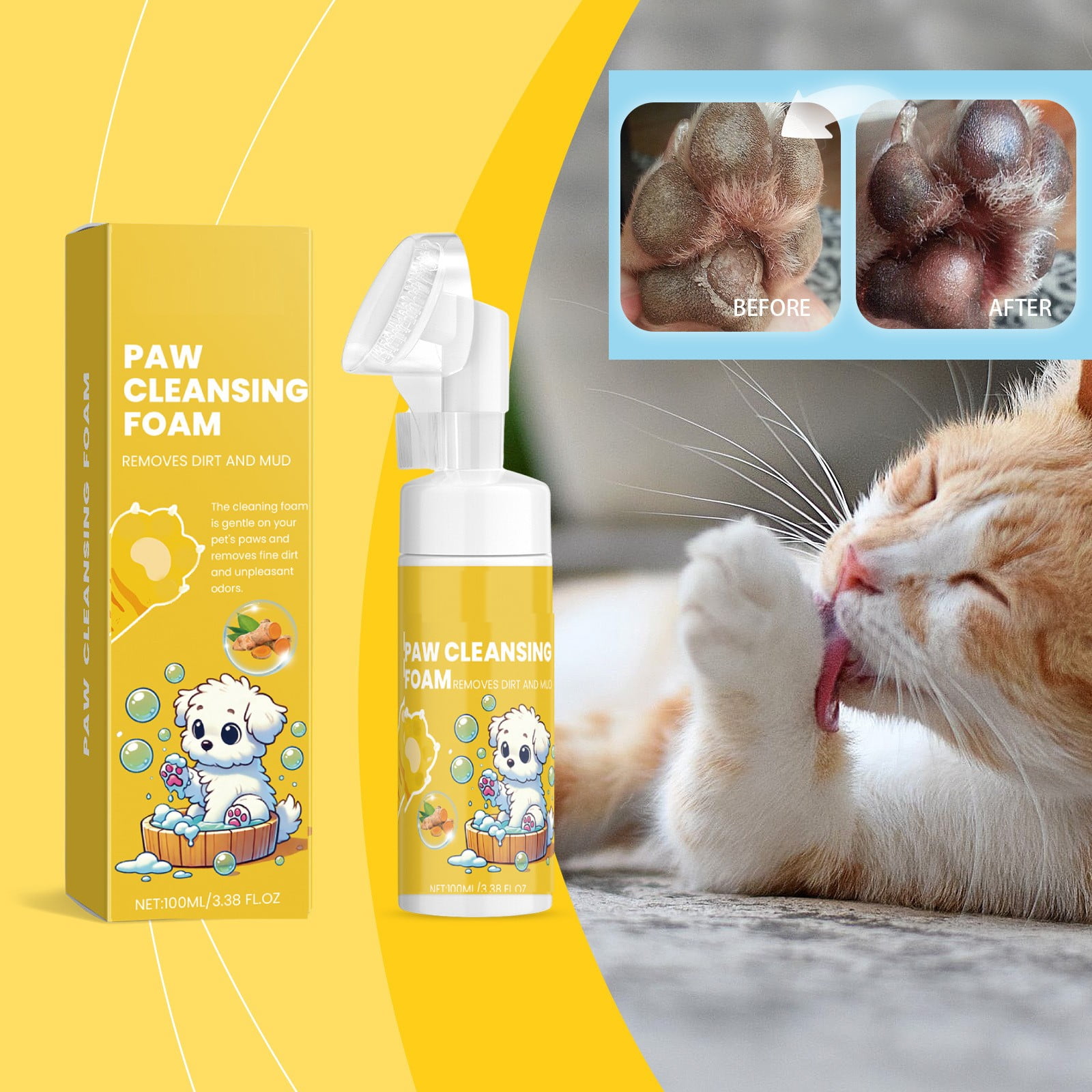 Dog Paws Cleaner,100ML Pet Paw Foam Cleaner, 3.5 OZ, Cleans and ...