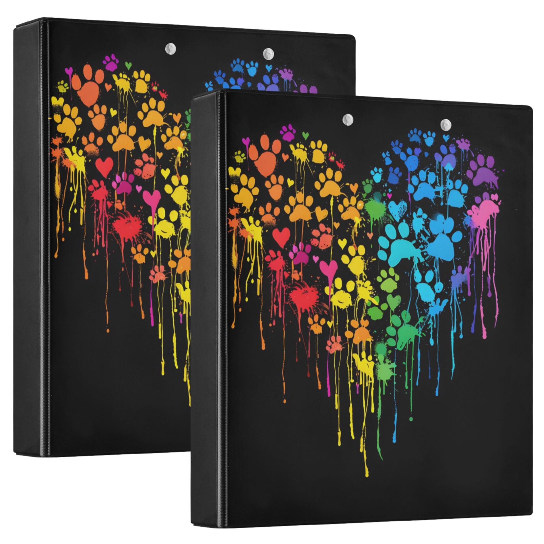 Dog Paws Heart Hardcover 3 Ring Binder 1.5” Round Rings Binder ...