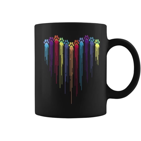 Dog Paws Heart Watercolors Painting Heart Dogs Paw Rainbow Coffee Mugs ...