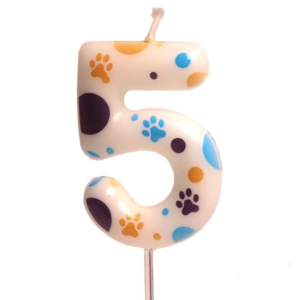 Dog Paws Theme Birthday Candle Number 0 to 9 Paws Cake Toppers ...