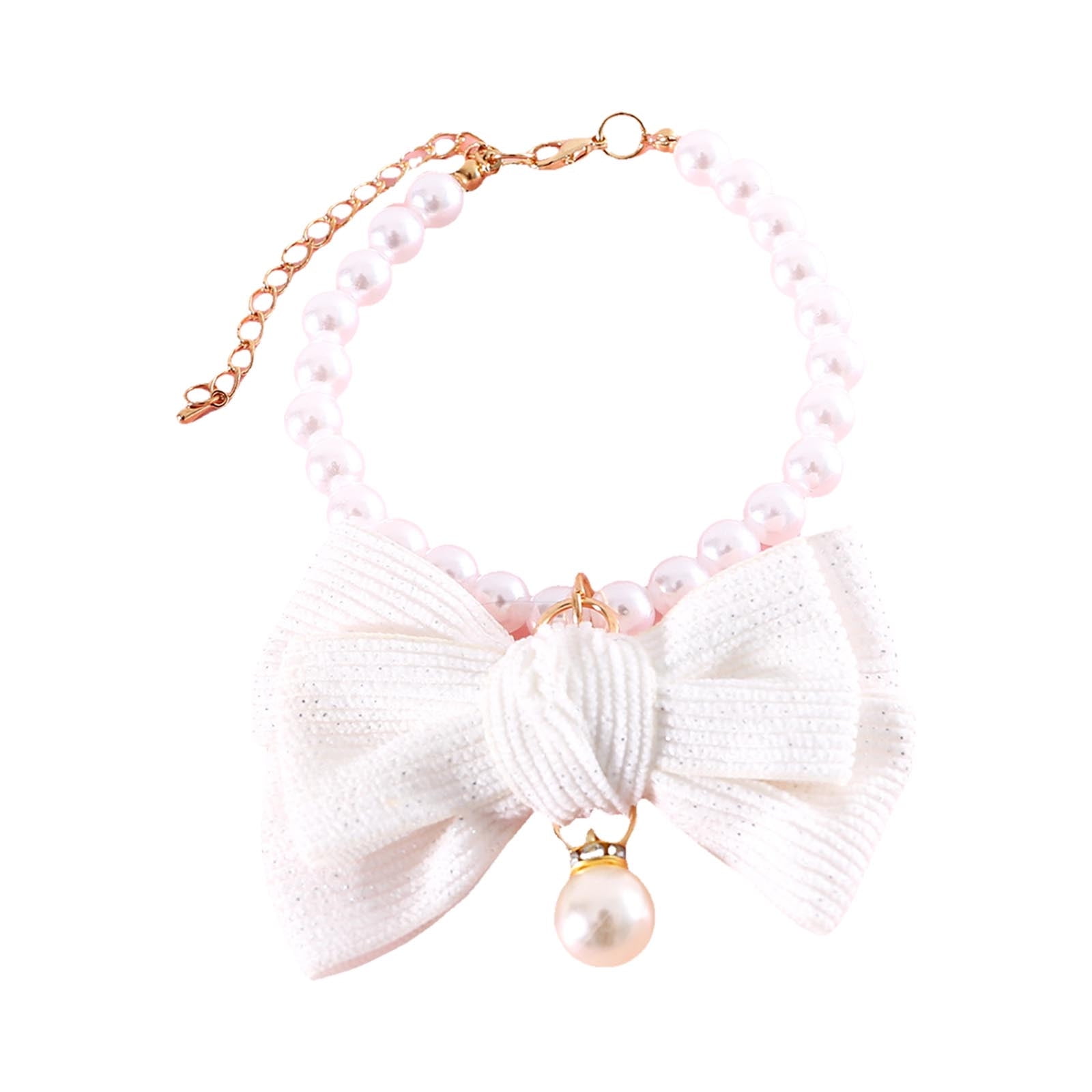 Dog Pearl Necklace Fancy Pearls Jewelry with Big Bows Charm Cute ...