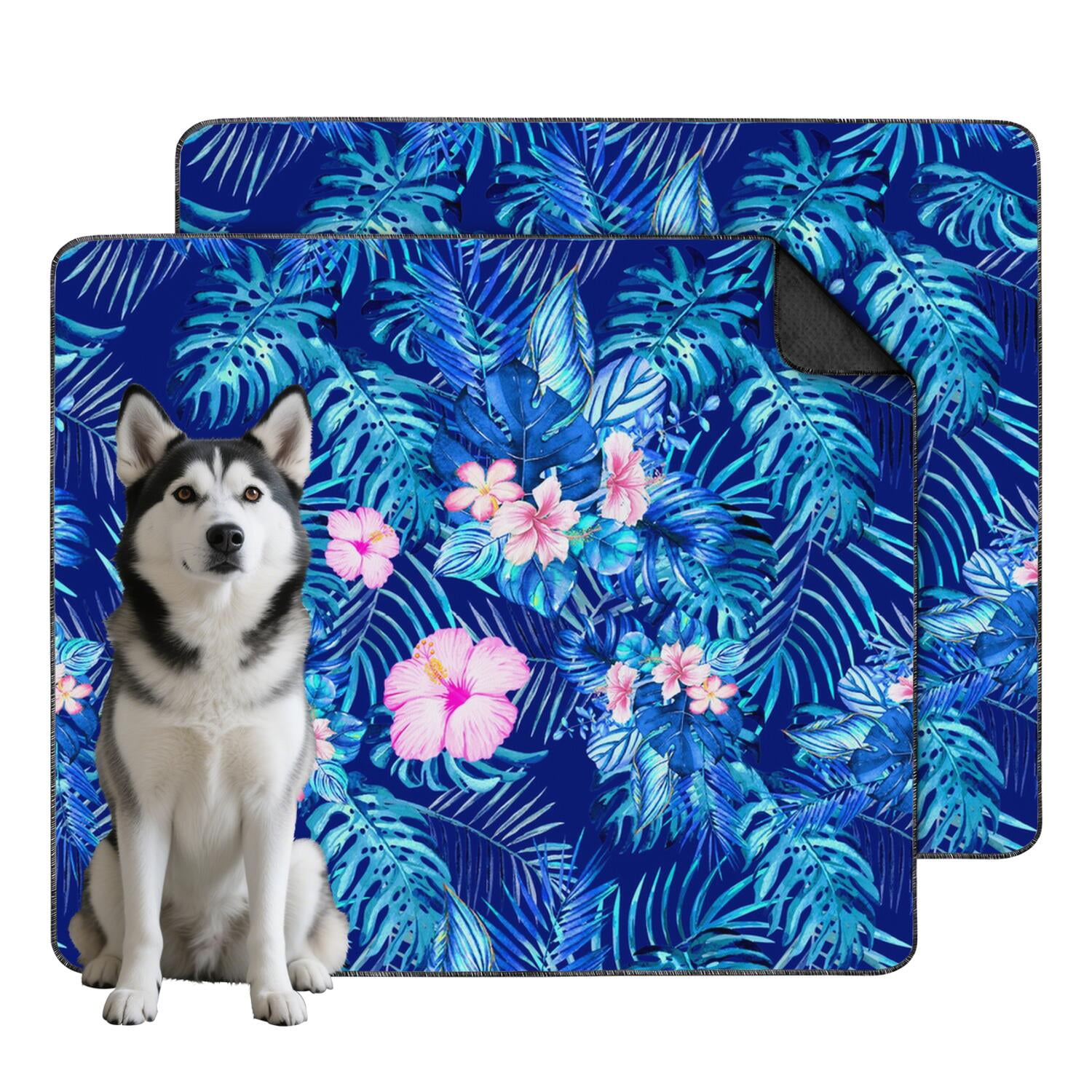 Dog Pee Mats Washable with Tropical Theme, Reusable Non-Skid Potty ...