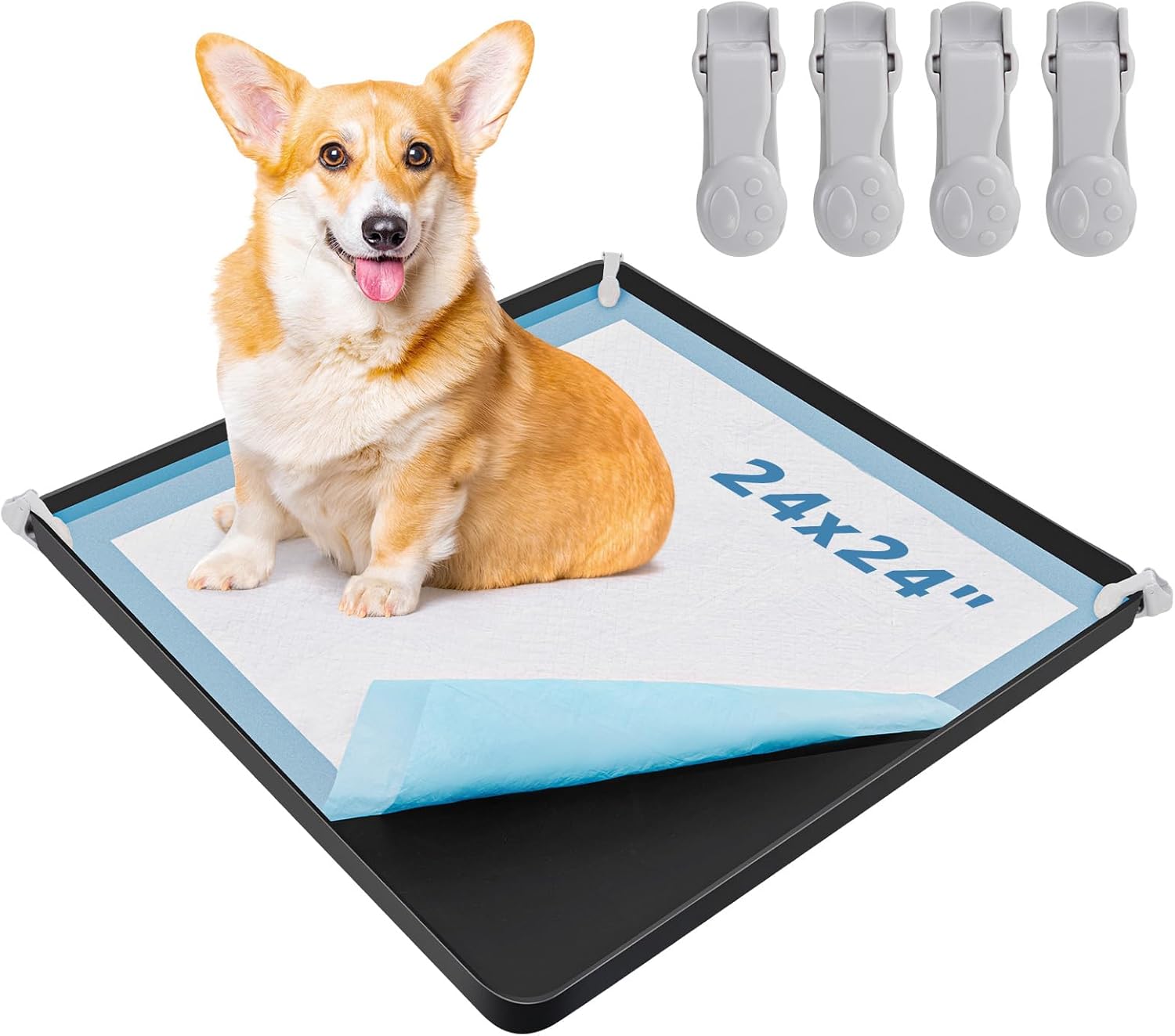 Dog Pee Pad Holder - Silicone Puppy Potty Tray With High Edge and 4 ...