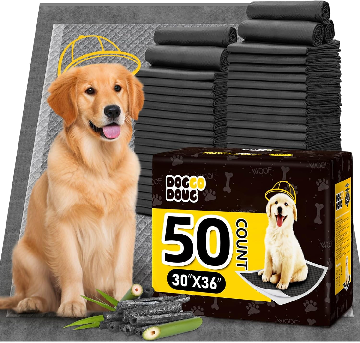 Dog Pee Pads for Dogs XXL 30"x36" Charcoal Puppy Pads 50 Counts Extra ...