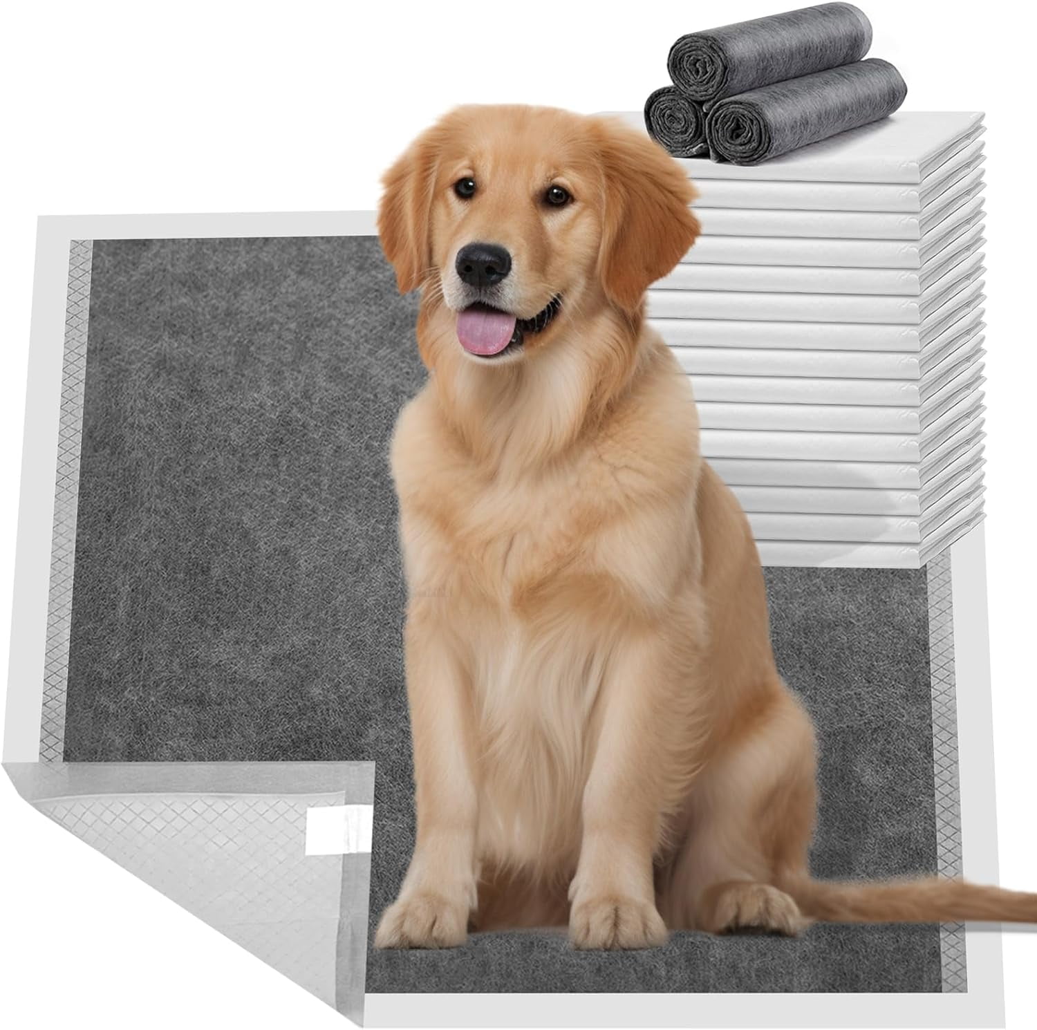 Dog Pee Pads Extra Large 28" x 34", 30 Count, Activated Carbon Charcoal ...